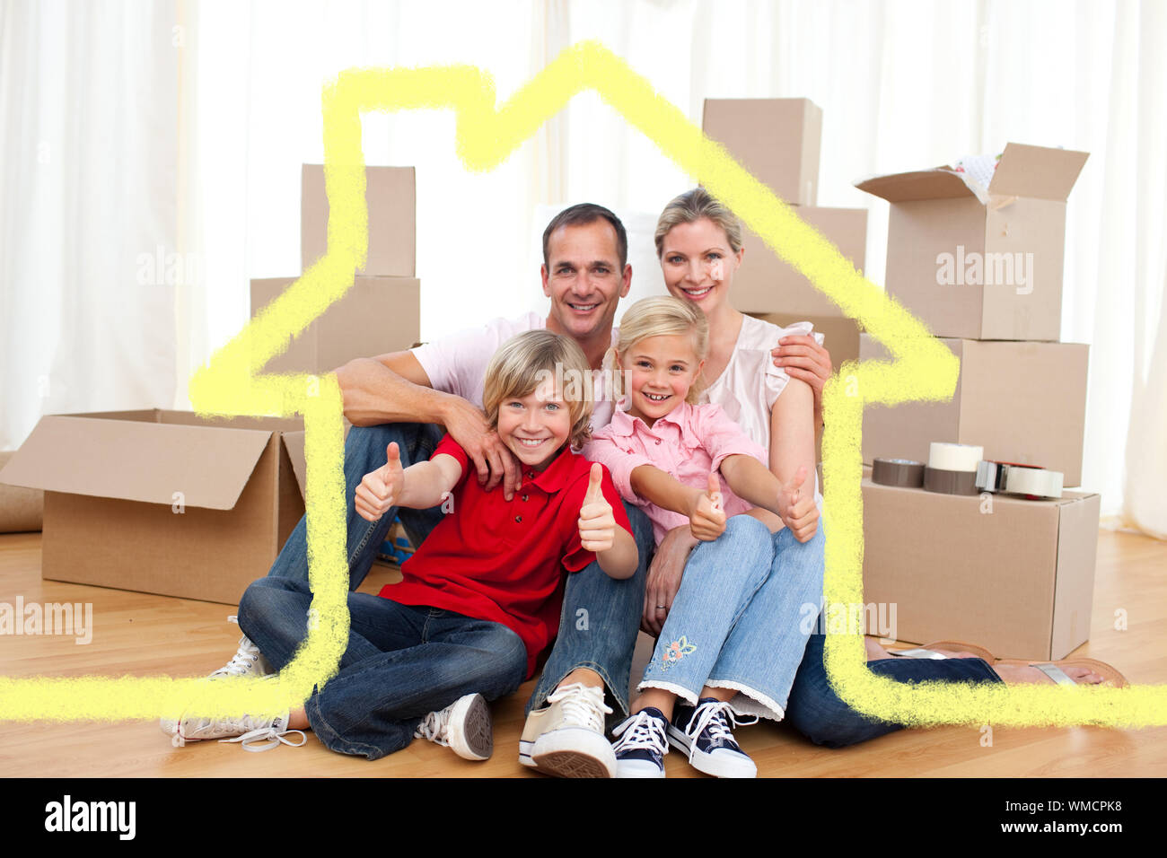 Tired family relaxing moving house hi-res stock photography and images ...