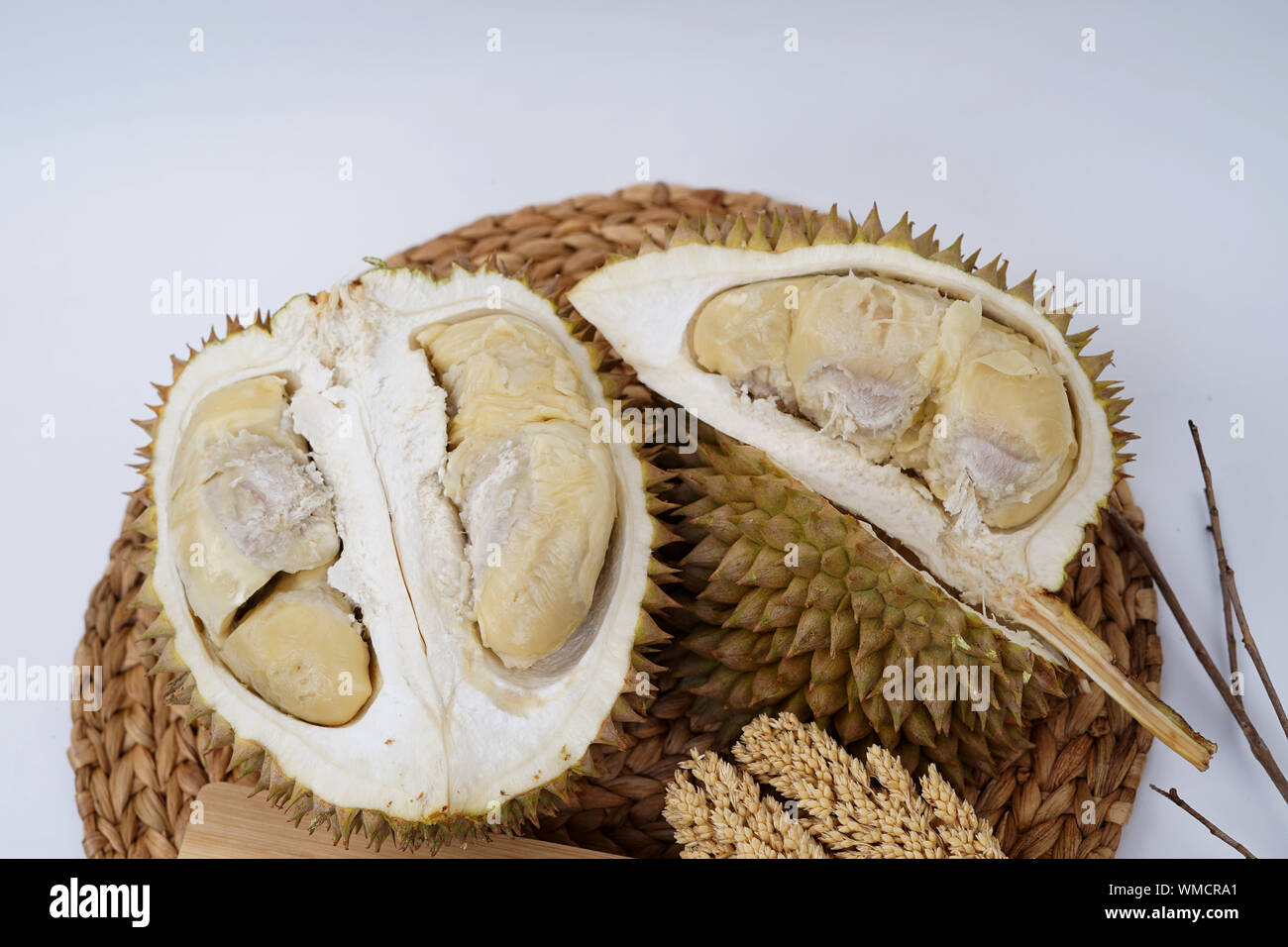 Smelly and tasty sweet Durian Tropical Fruit Stock Photo - Alamy