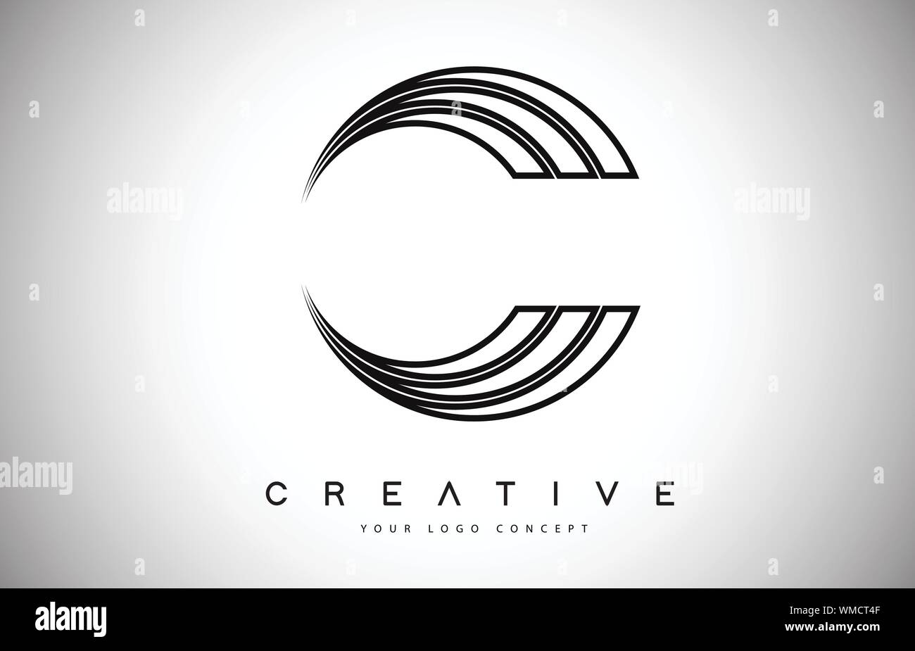 C Letter Logo Monogram Design. Creative C Letter Icon with Black Lines ...