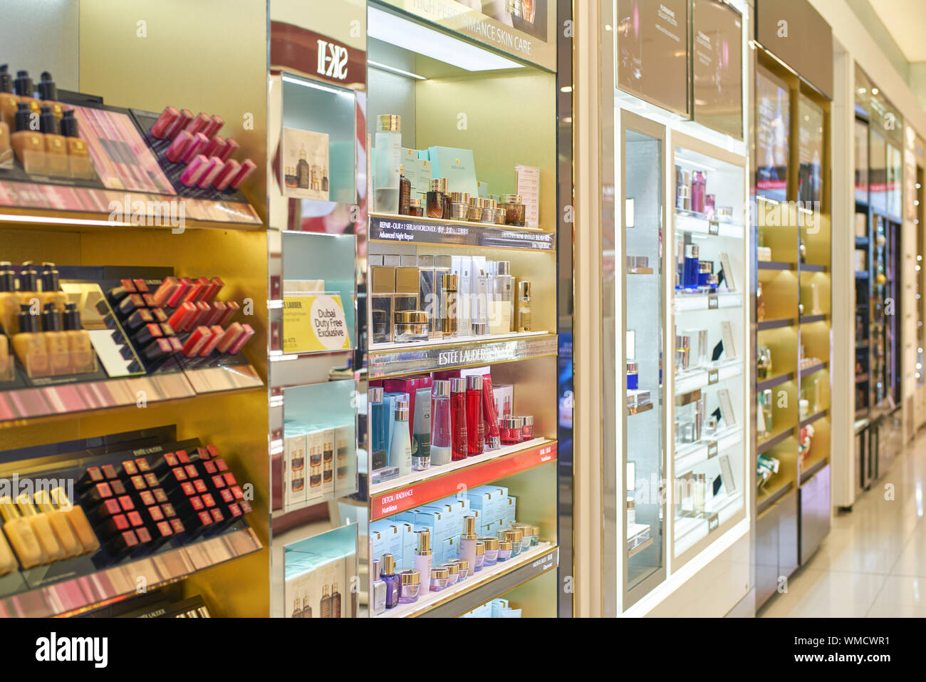 DUBAI, UAE - CIRCA FEBRUARY, 2019: cosmetics on display at Dubai ...