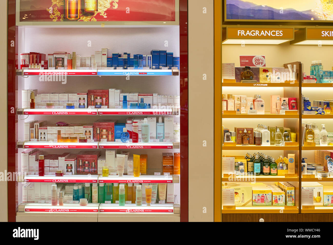 DUBAI, UAE - CIRCA FEBRUARY, 2019: cosmetics on display at Dubai ...