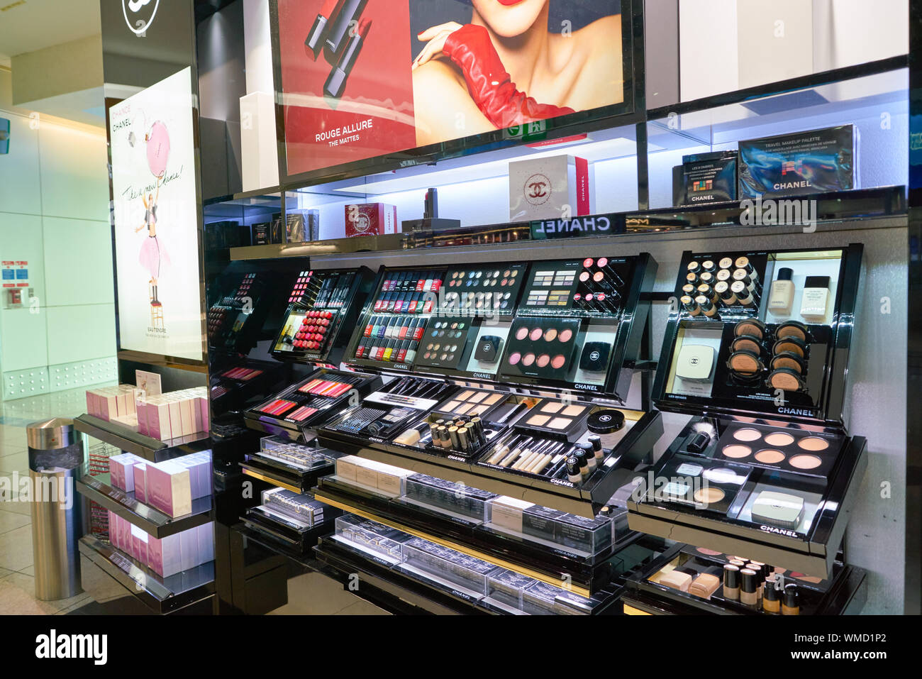 DUBAI, UAE - CIRCA JANUARY, 2019: Chanel makeup products on display at ...