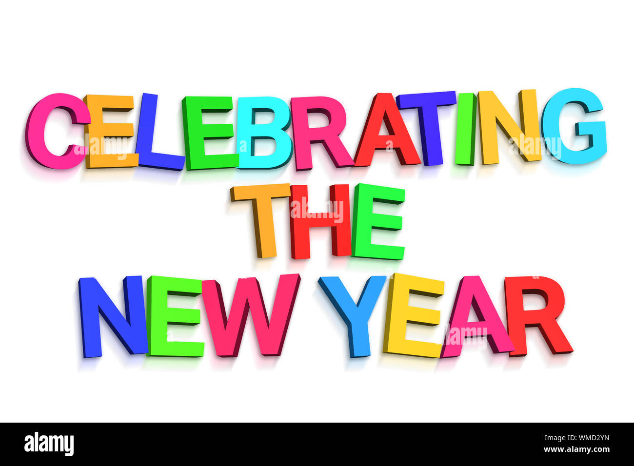 New year greeting in colourful letters on white background Stock Photo ...