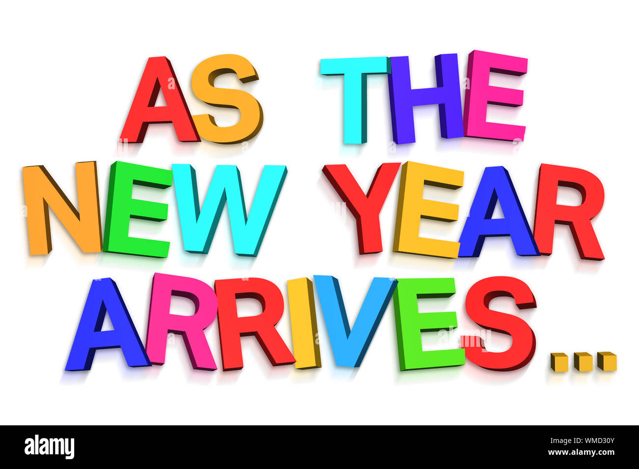 New year greeting in colourful letters on white background Stock Photo ...