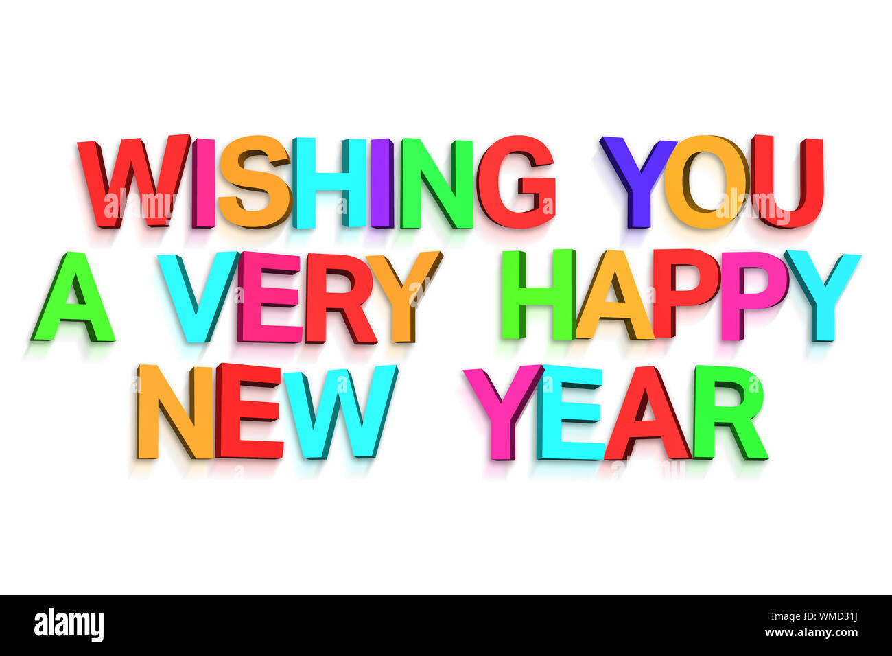 New year greeting in colourful letters on white background Stock Photo ...