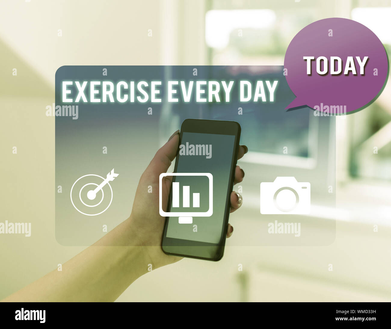 Text sign showing Exercise Every Day. Business photo text move body ...