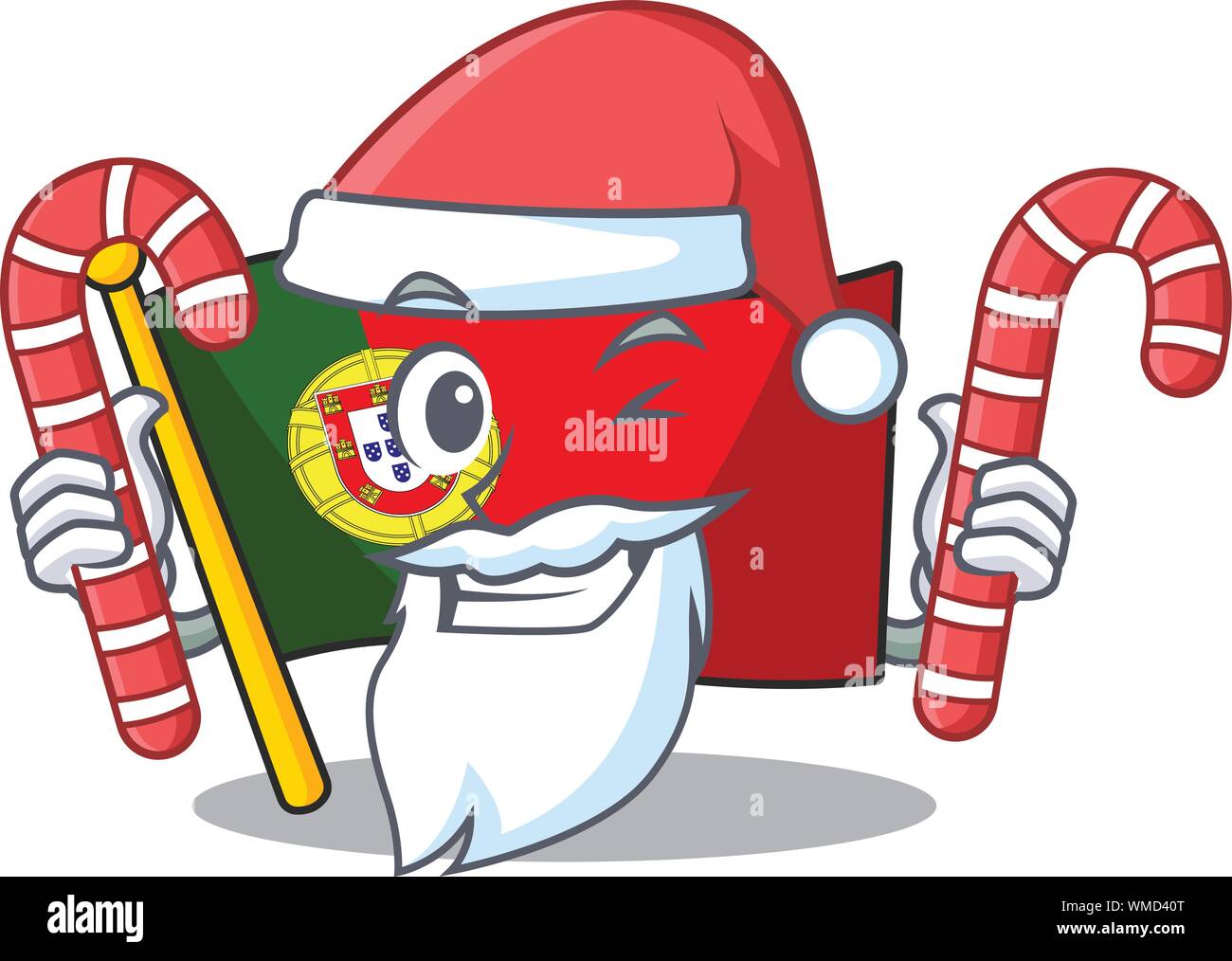 Santa with candy flag portugal isolated in the character Stock Vector ...