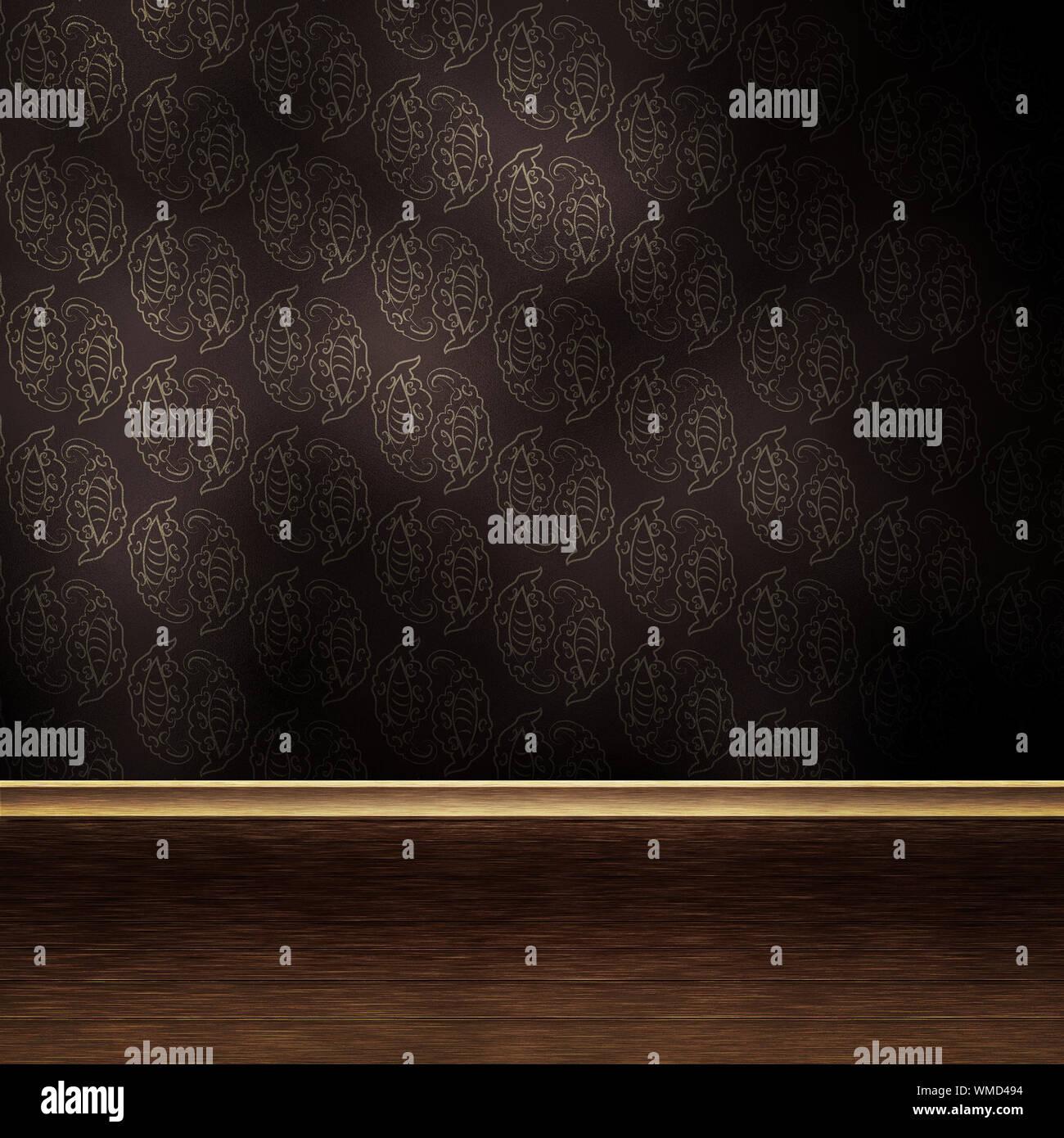 Vintage dark room with grunge wallpaper and wood floor Stock Photo - Alamy