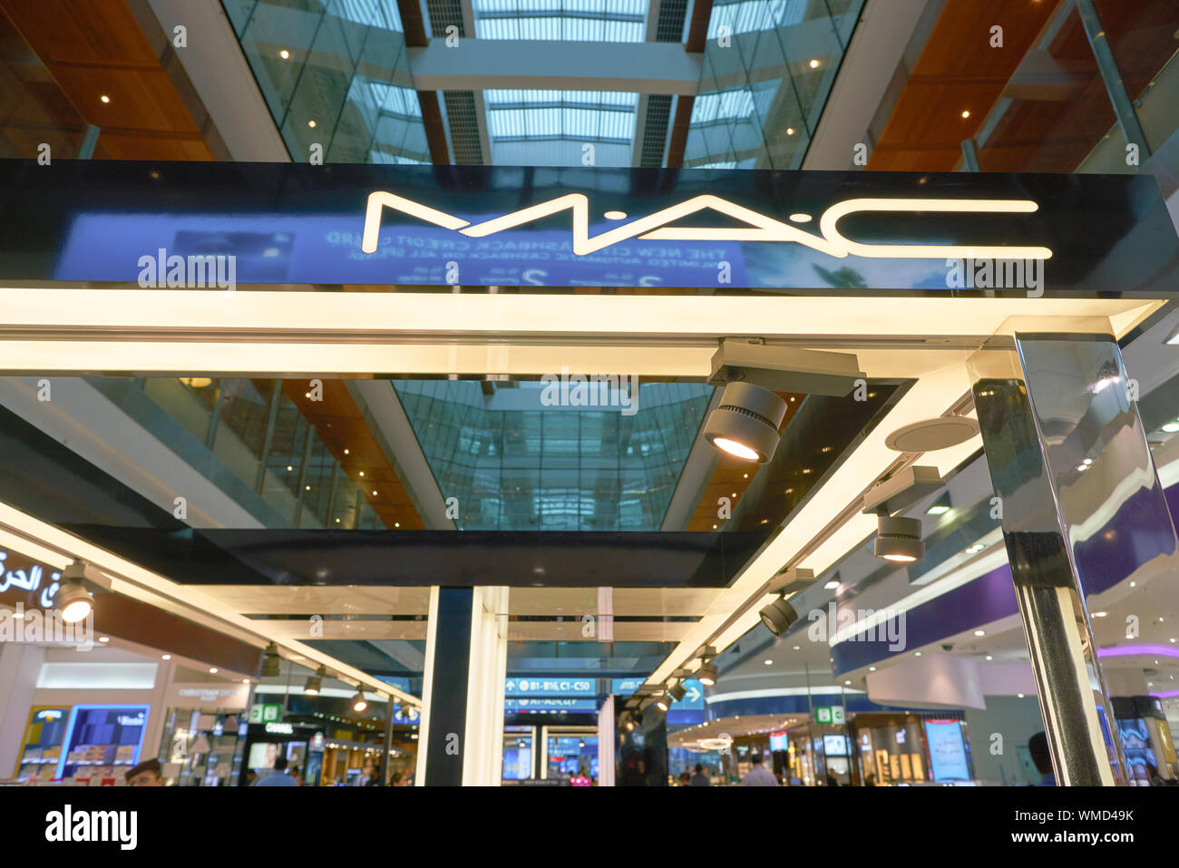 DUBAI, UAE - CIRCA JANUARY, 2019: MAC sign at Dubai International ...