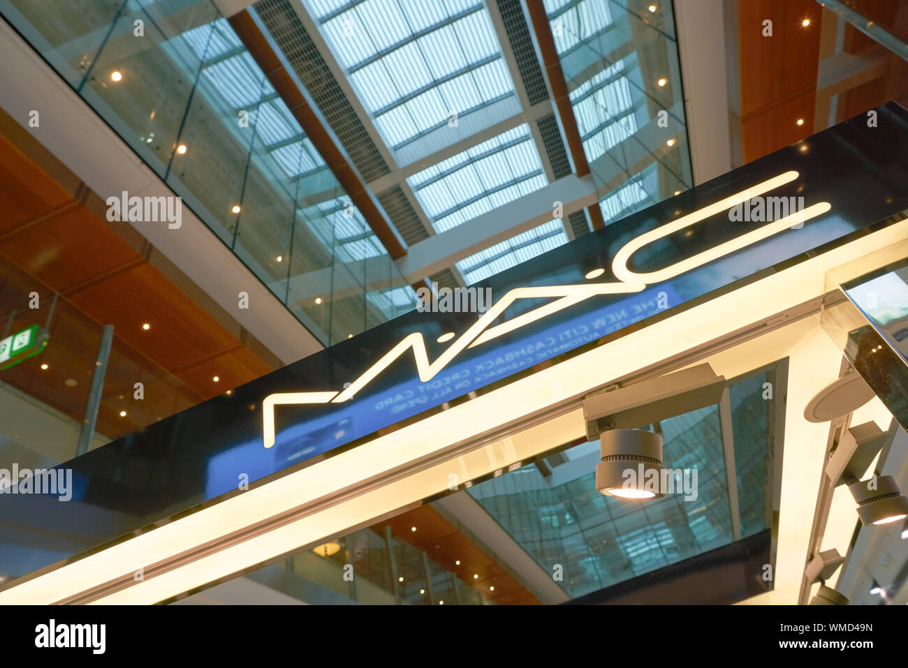 DUBAI, UAE - CIRCA JANUARY, 2019: MAC sign at Dubai International ...