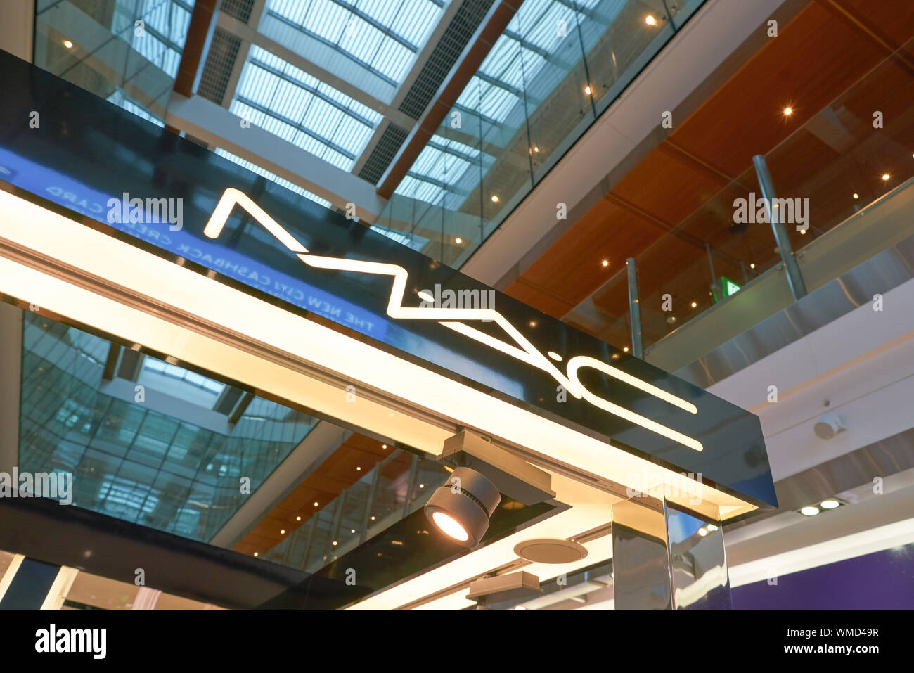 DUBAI, UAE - CIRCA JANUARY, 2019: MAC sign at Dubai International ...