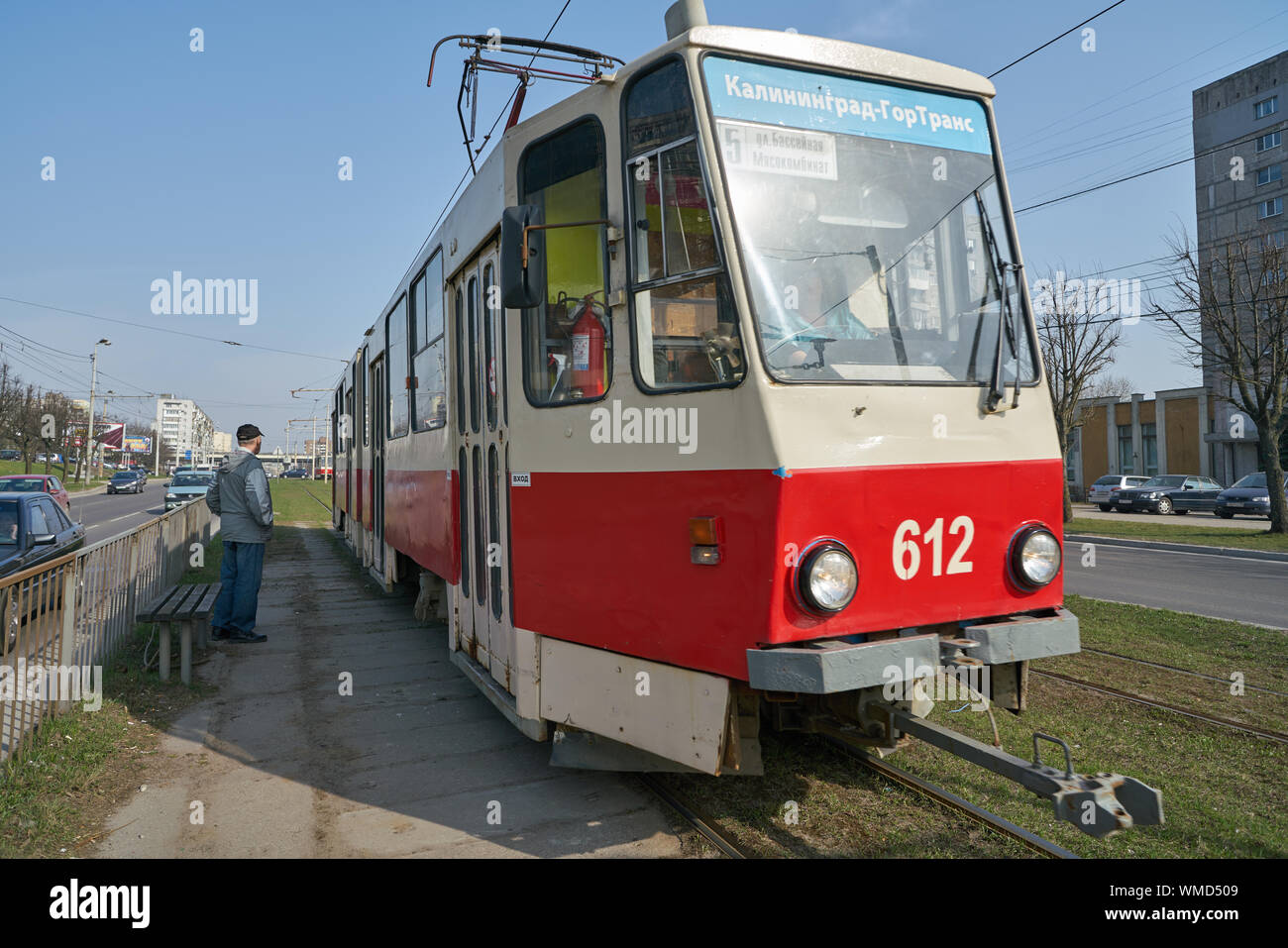 KALININGRAD, RUSSIA - CIRCA APRIL, 2018: a tram in Kalinigrad. The ...