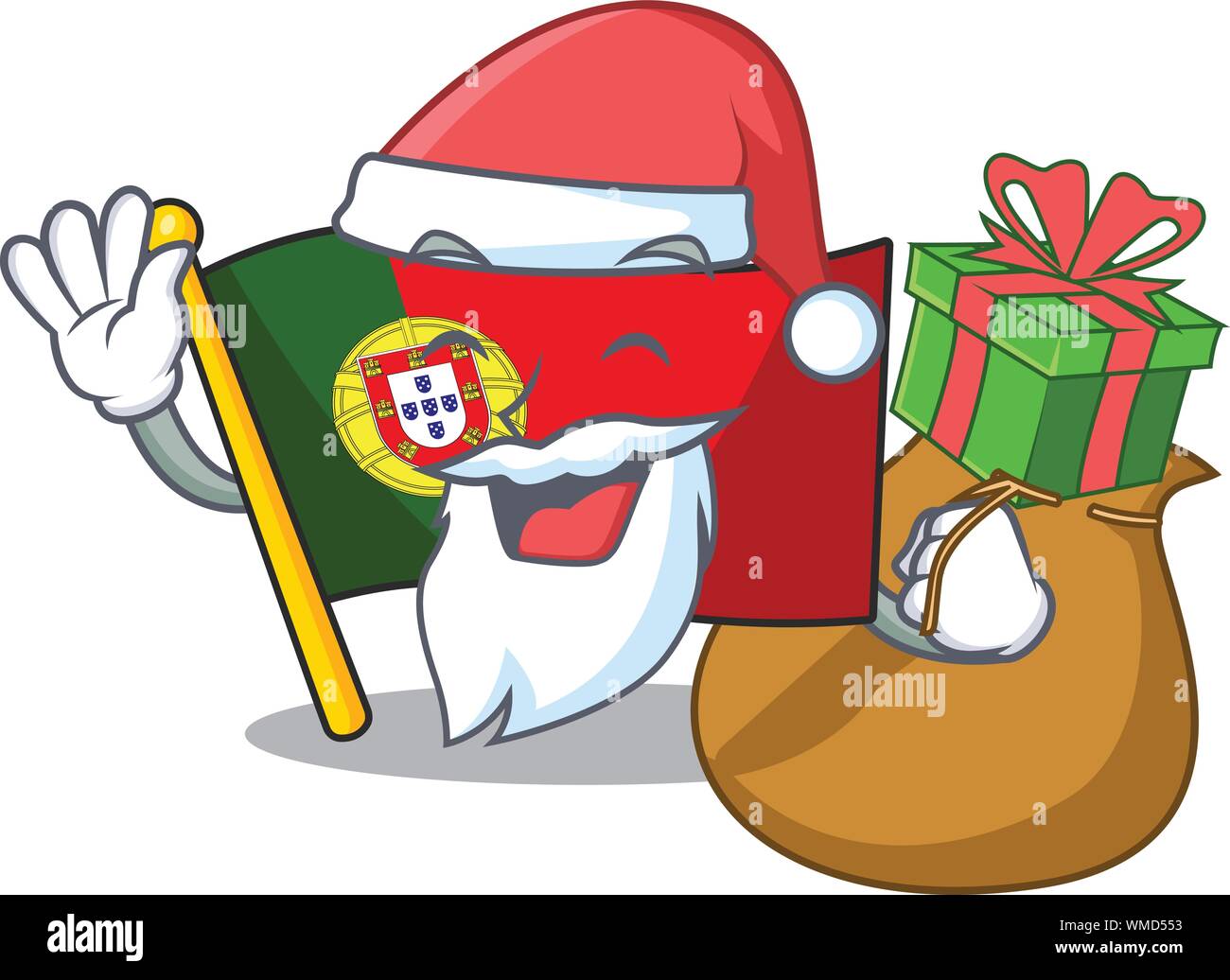 Santa with gift flag portugal isolated in the character Stock Vector ...