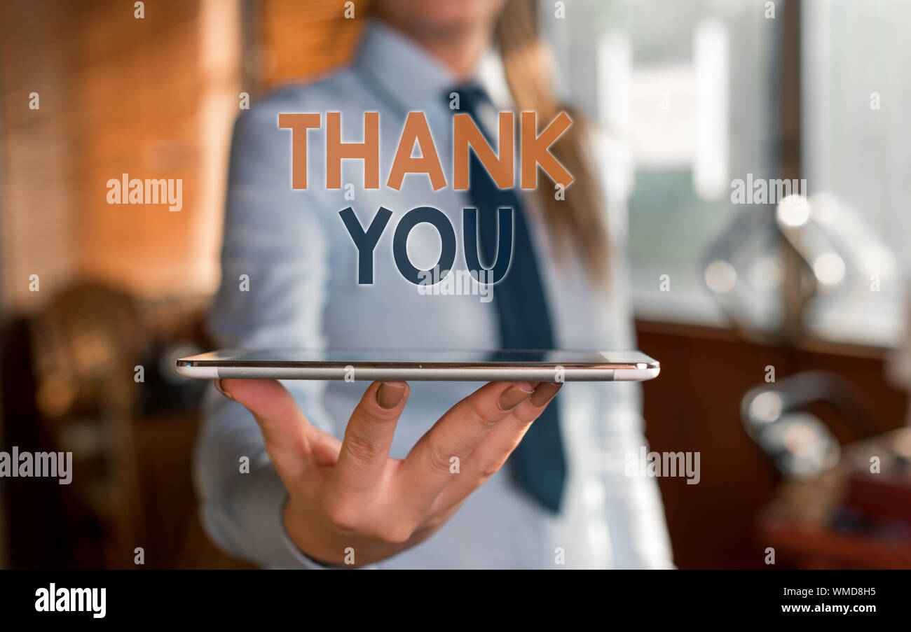 Writing note showing Thank You. Business concept for a polite ...