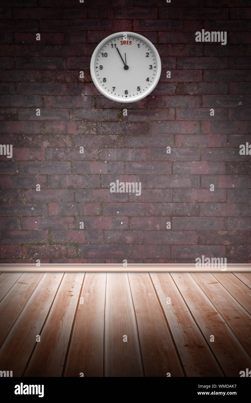 Clock against room with brick wall Stock Photo - Alamy