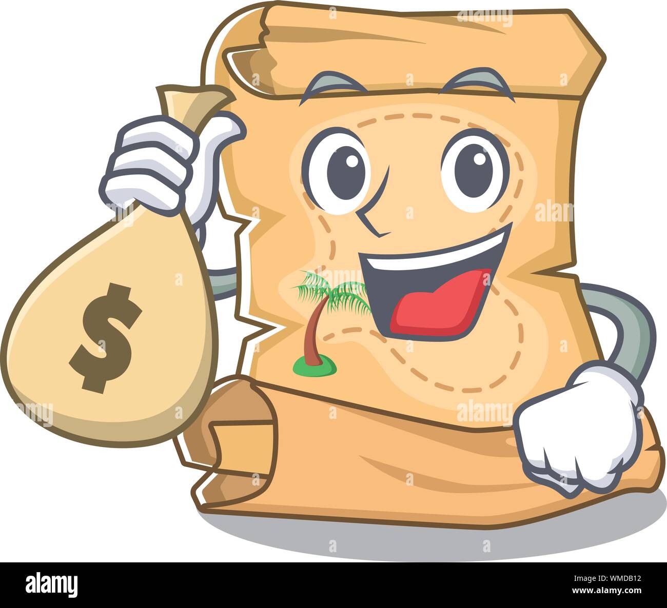 With money bag treasure map in the character shape Stock Vector Image ...