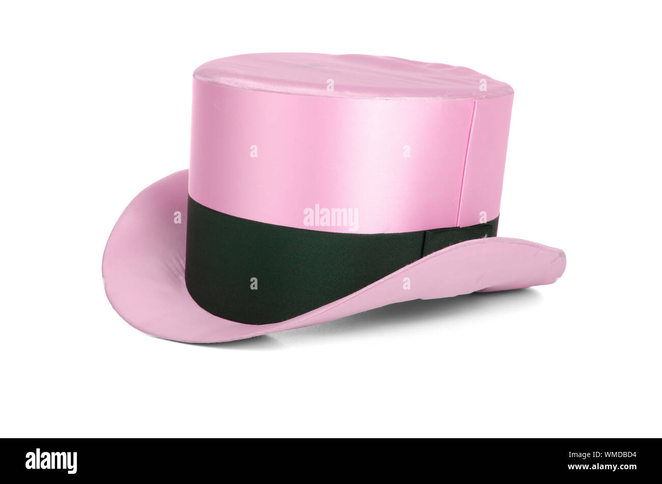 Pink top hat with brown dark ribbon on white background Stock Photo - Alamy
