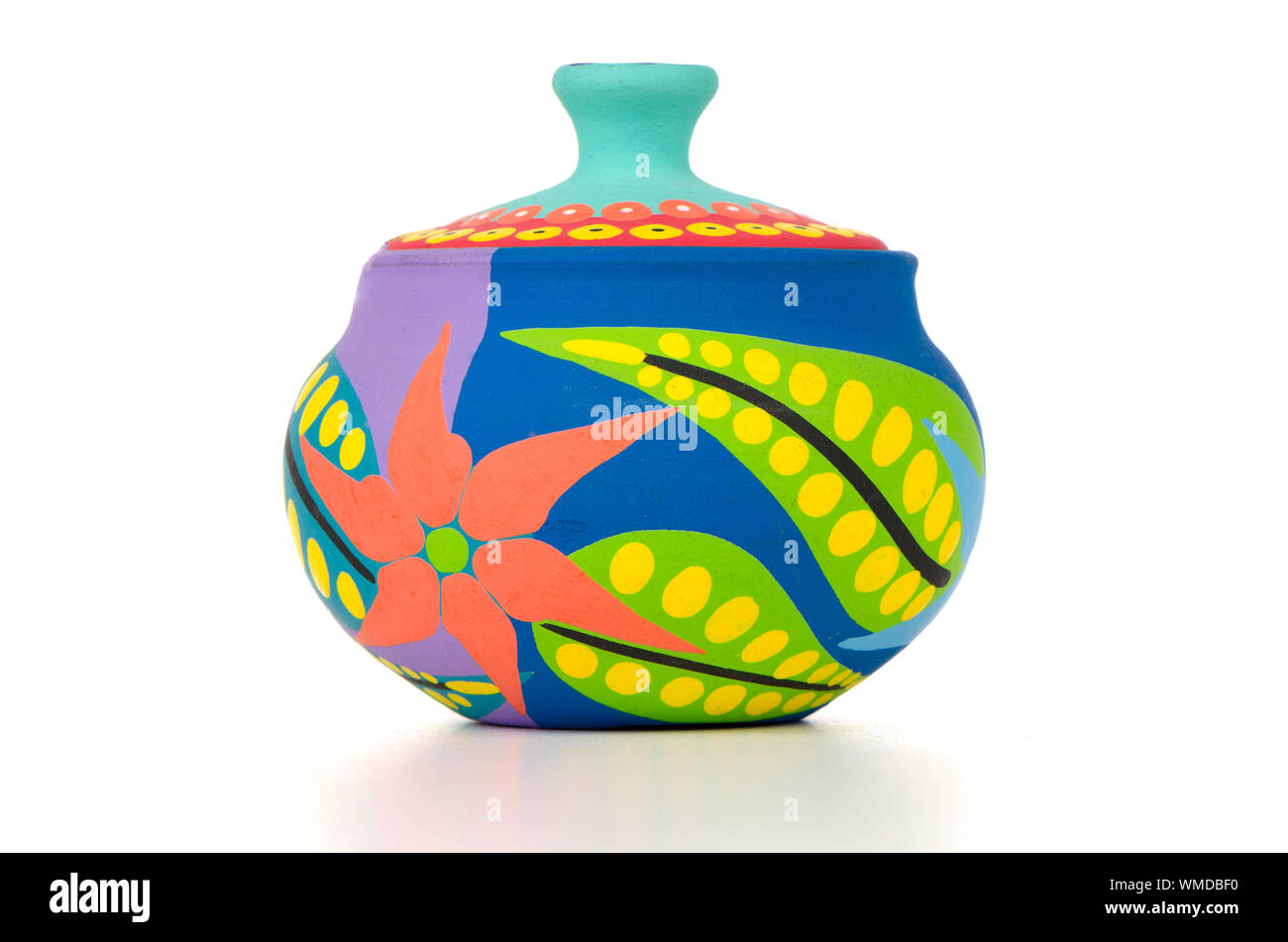 Colored clay pot isolated on white background Stock Photo - Alamy