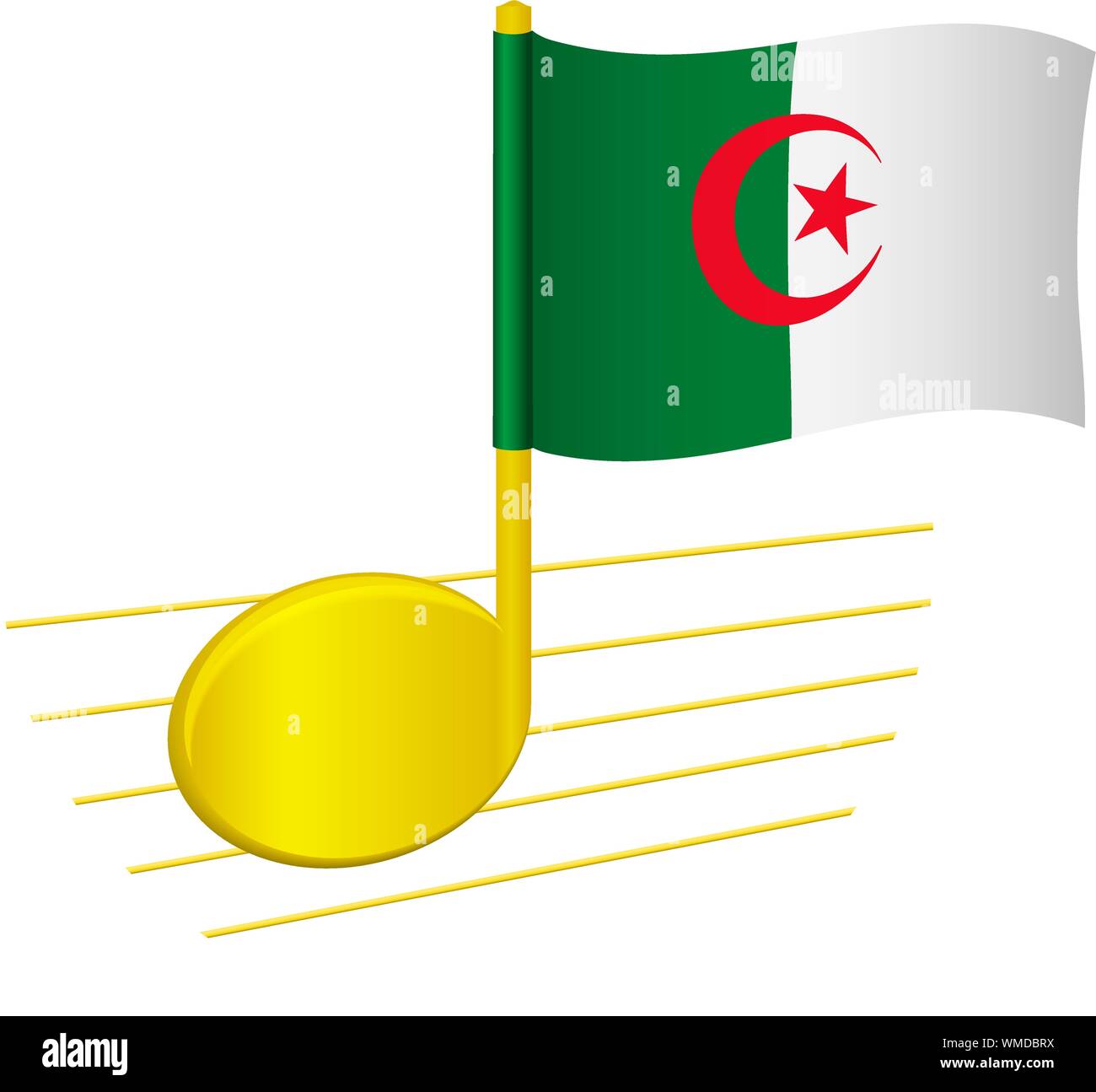 Algeria flag and musical note. Music background. National flag of ...