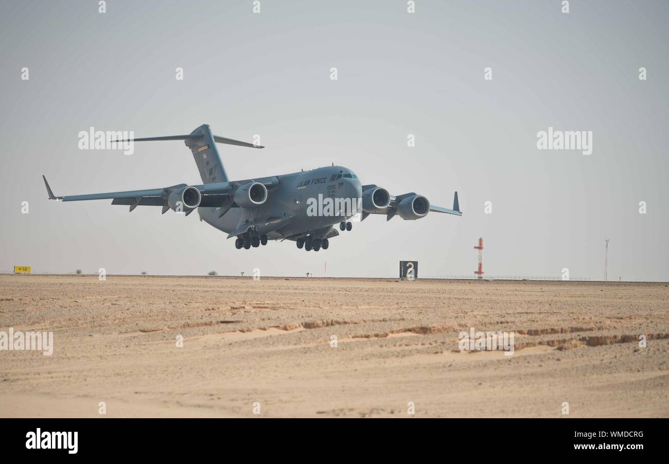 The first C-17 Globemaster III arirrves at Prince Sultan Air Base during the initial bed down of ...