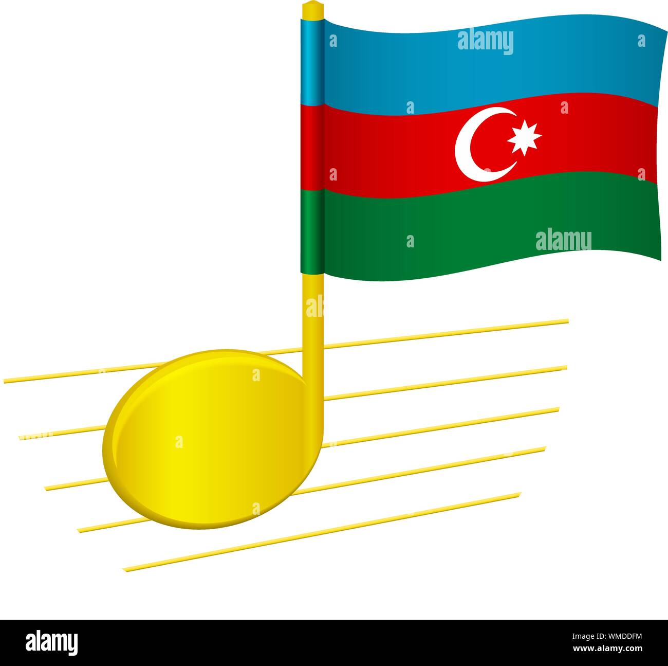 Azerbaijan flag and musical note. Music background. National flag of ...
