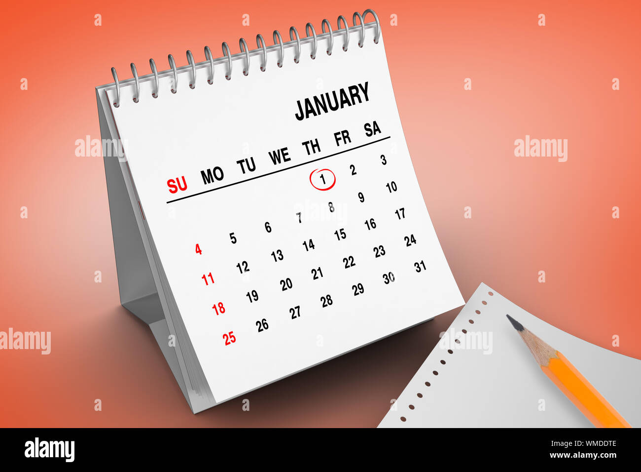 Composite image of january on calendar against orange Stock Photo - Alamy