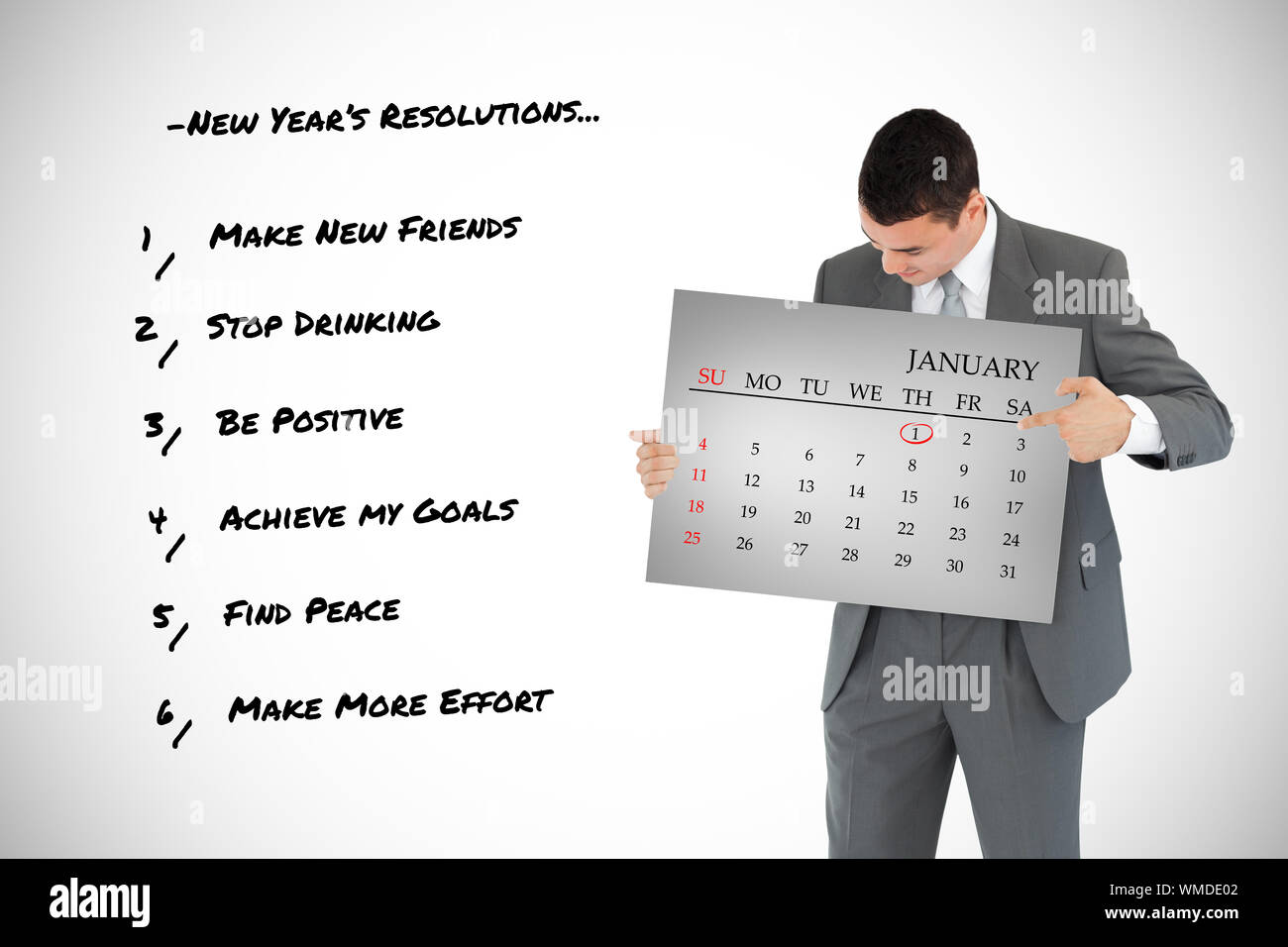 Businessman showing calendar hi-res stock photography and images - Alamy