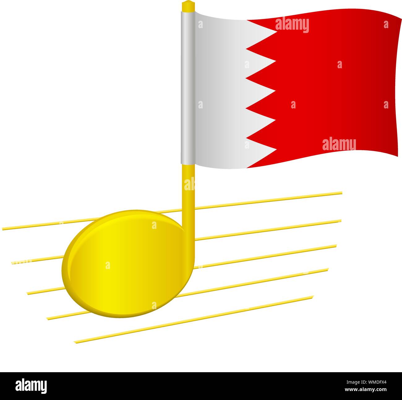 Bahrain flag and musical note. Music background. National flag of ...