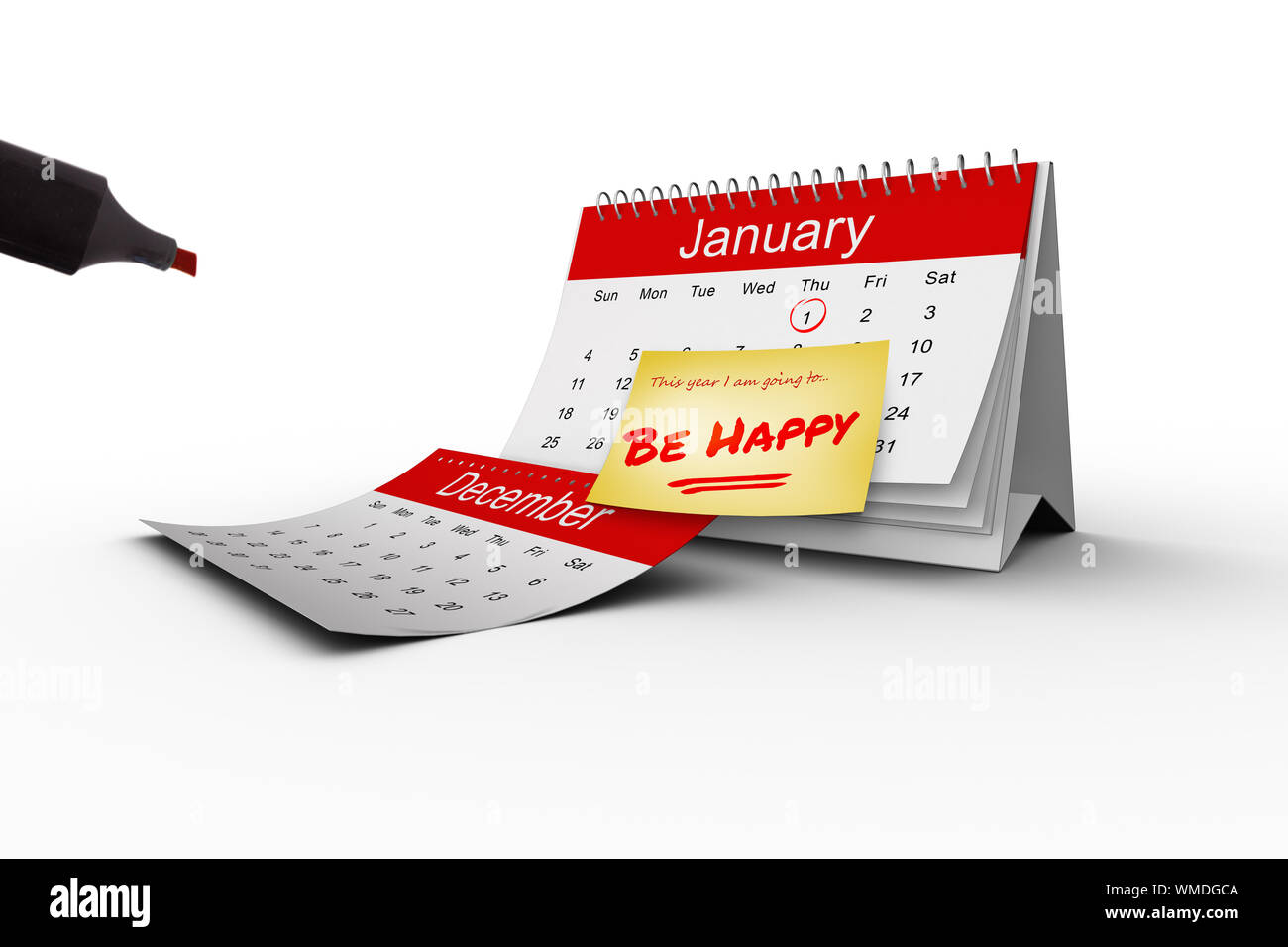 Composite image of new years resolutions on january calendar Stock ...