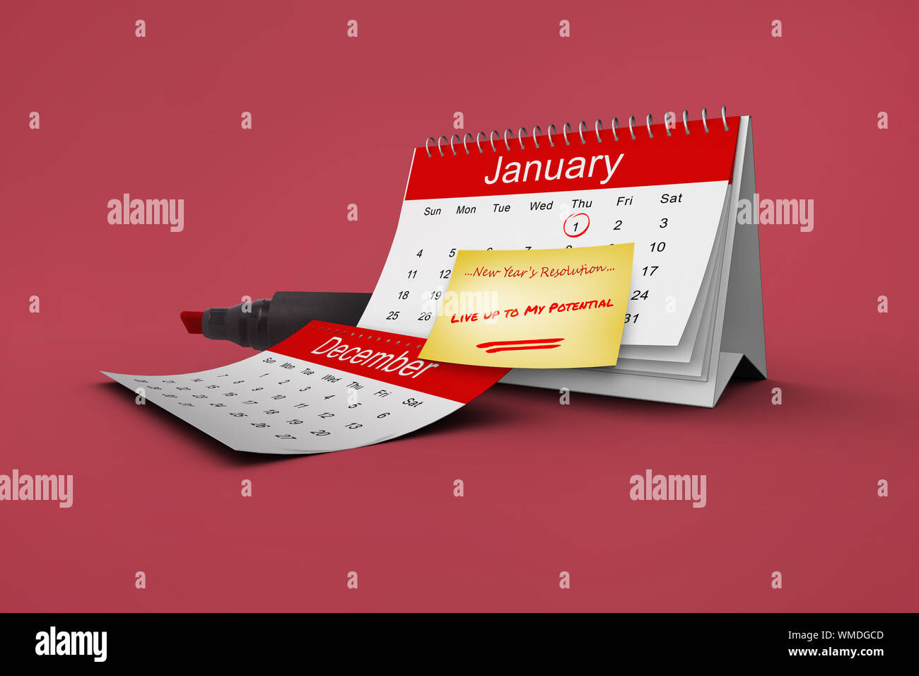 Composite image of new years resolutions on january calendar Stock ...