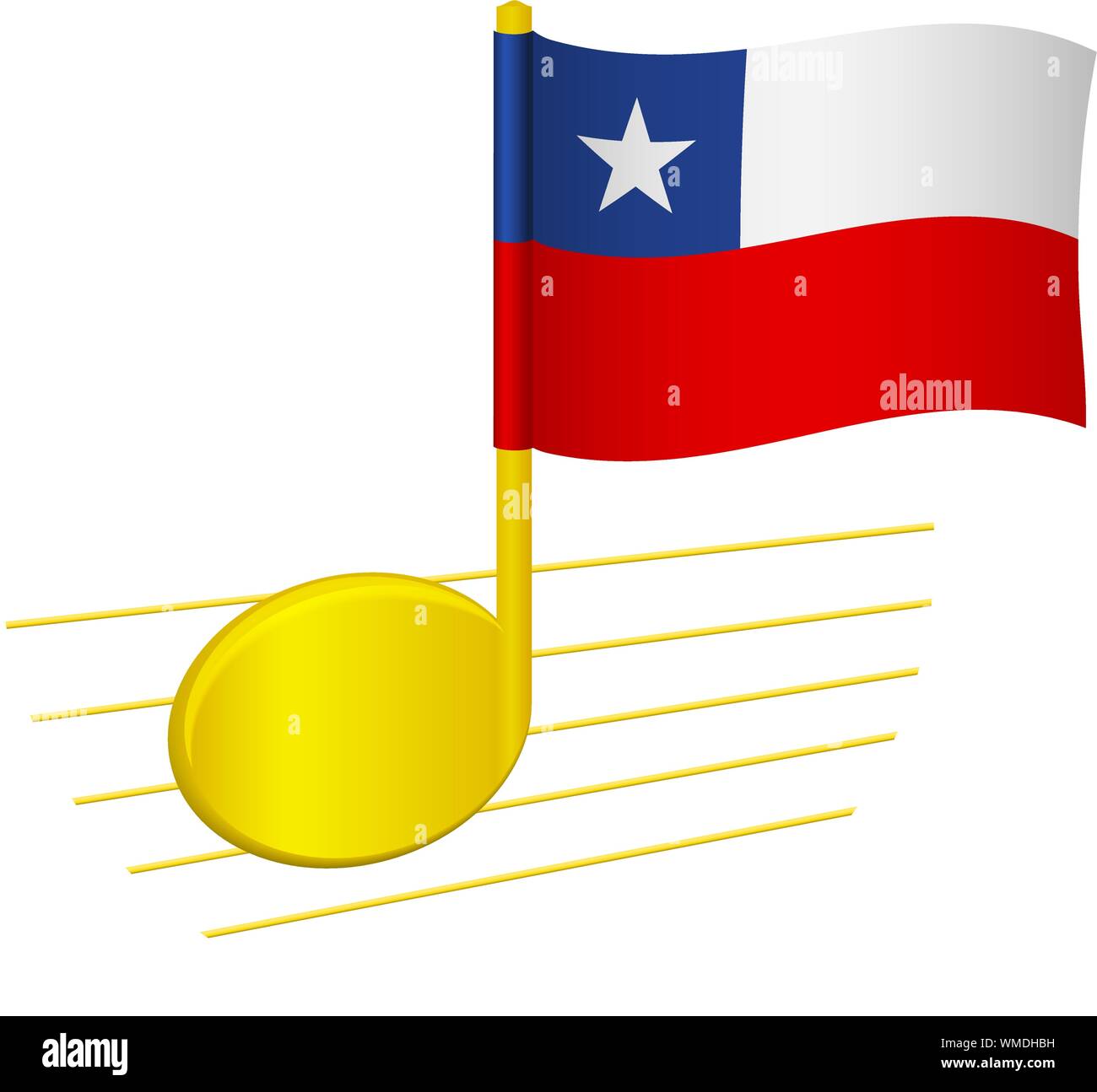 Chile flag and musical note. Music background. National flag of Chile ...