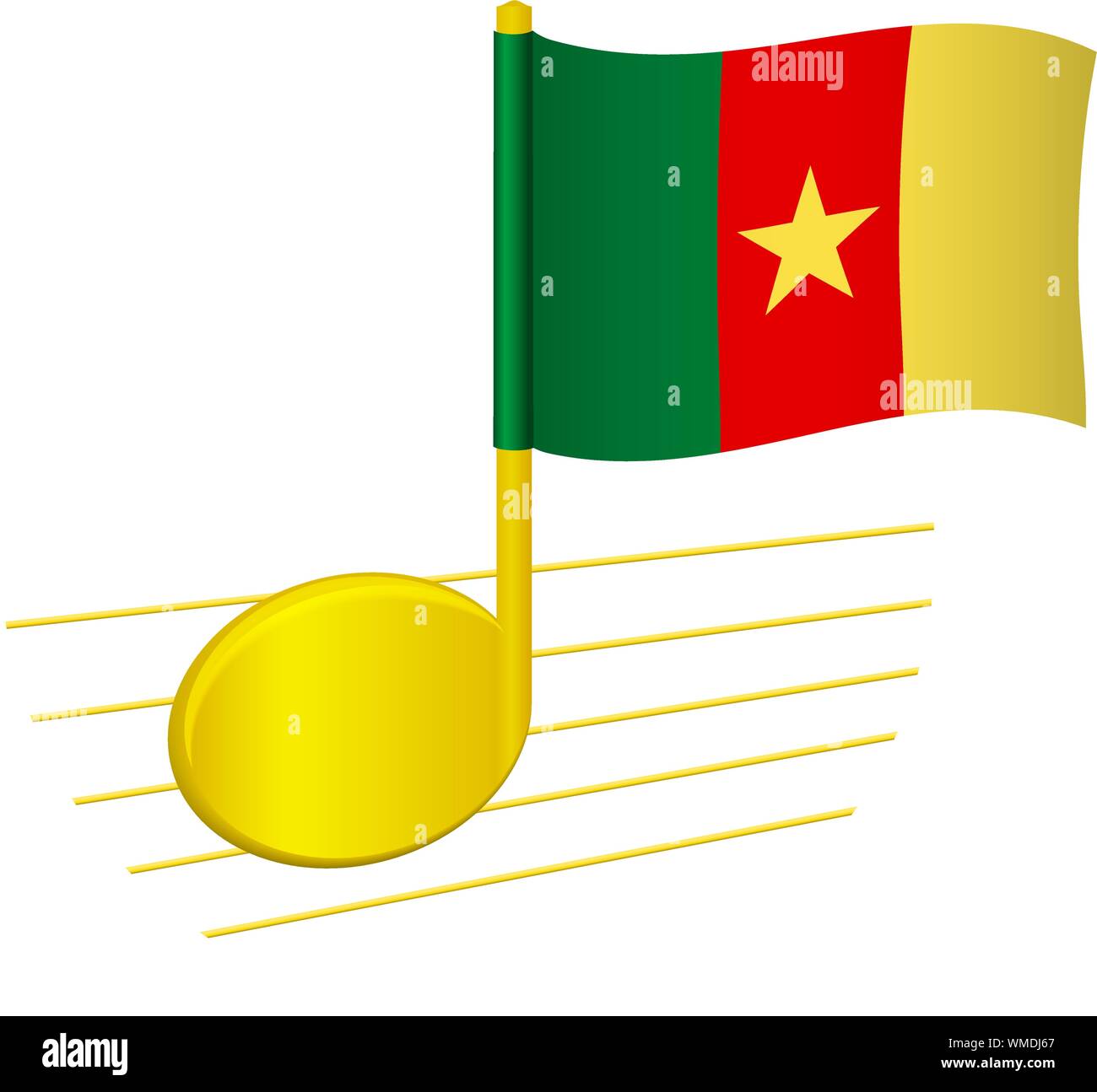 Cameroon flag and musical note. Music background. National flag of ...