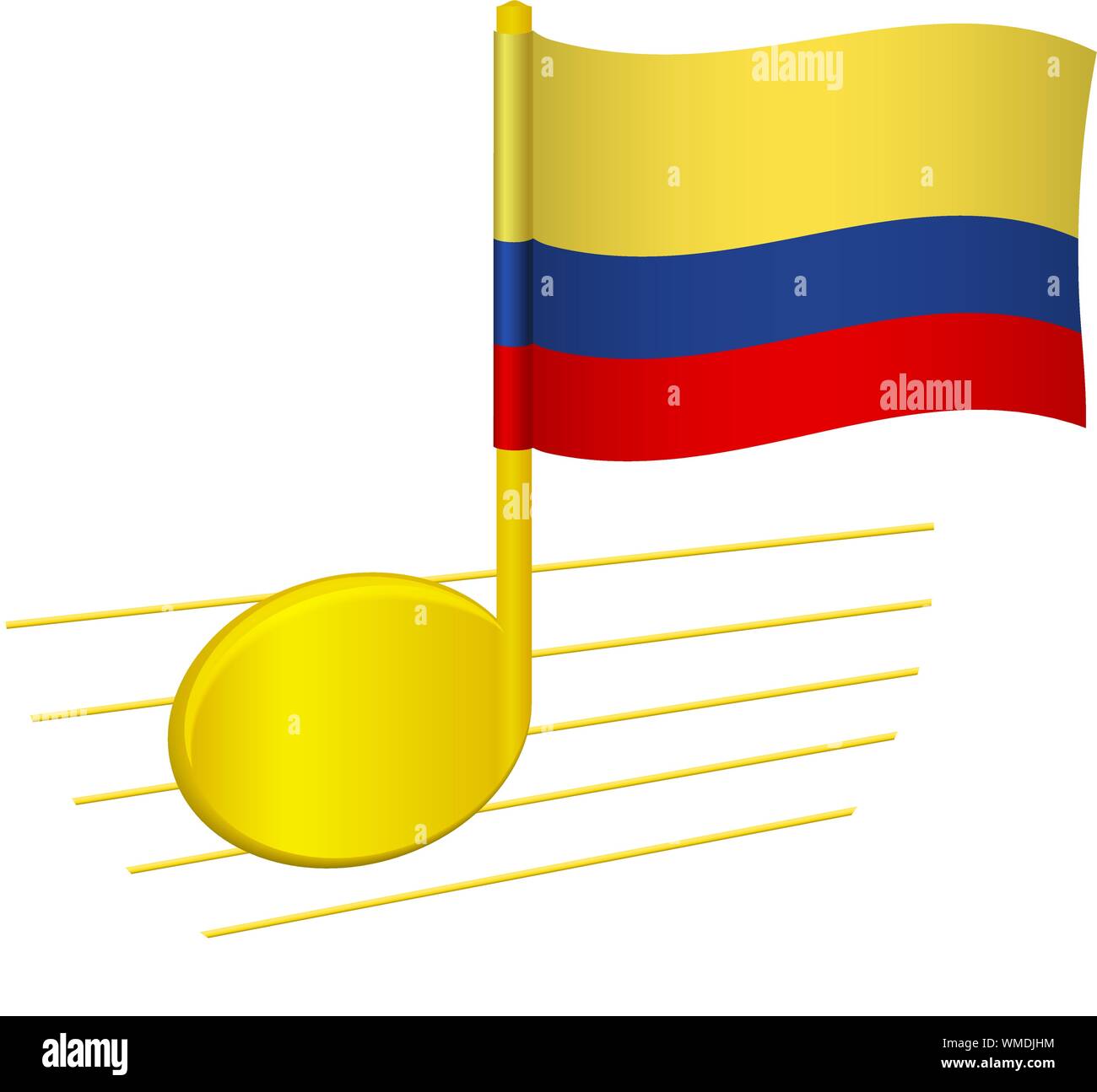 Colombia flag and musical note. Music background. National flag of ...