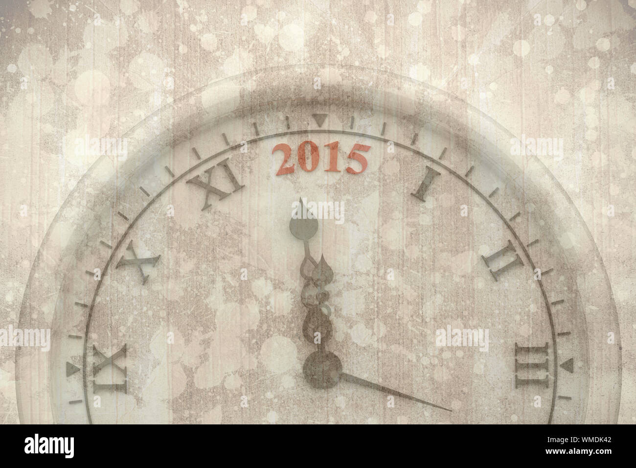 Clock counting to midnight against paint splattered paper Stock Photo ...