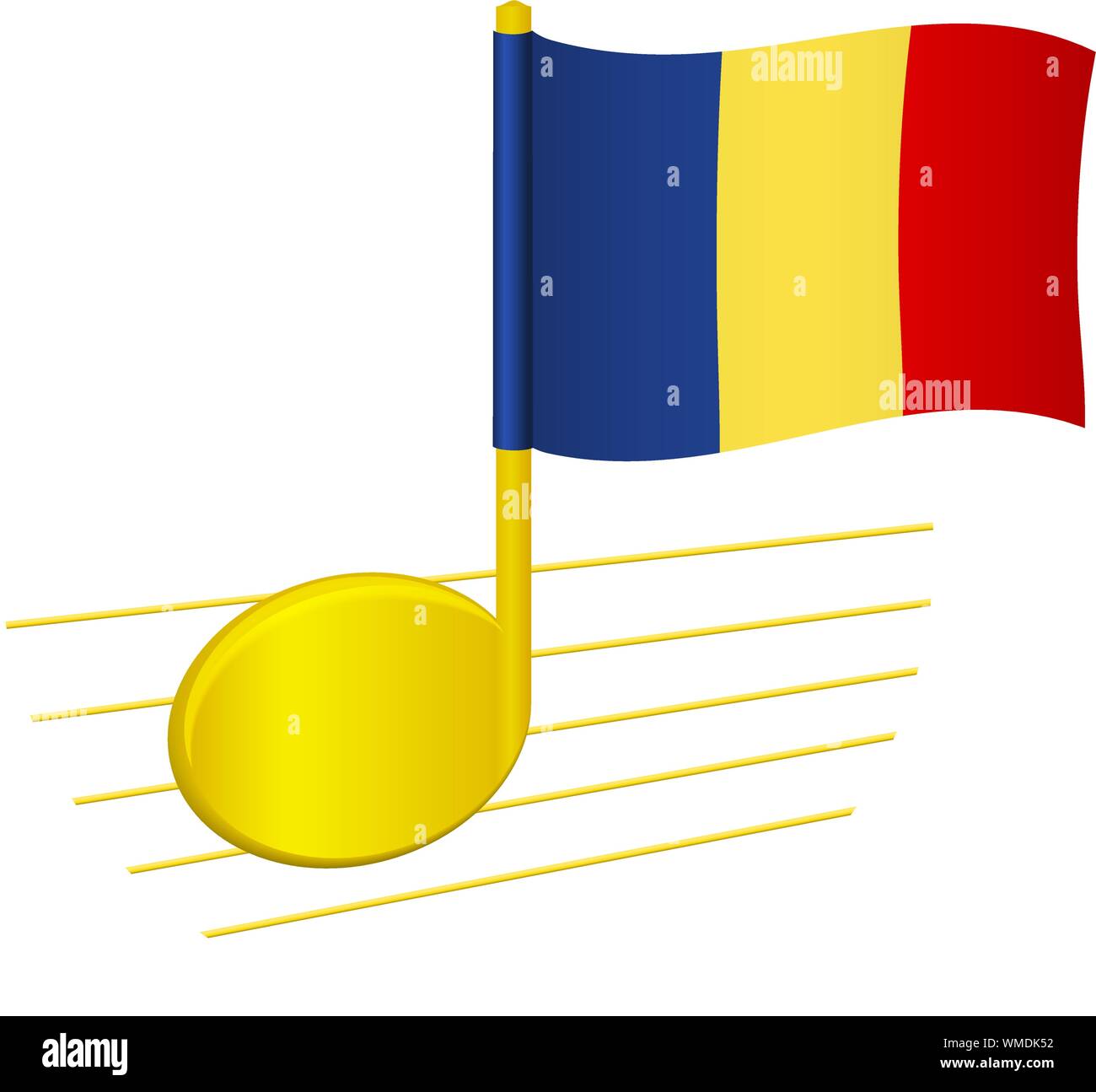 Chad flag and musical note. Music background. National flag of Chad and ...
