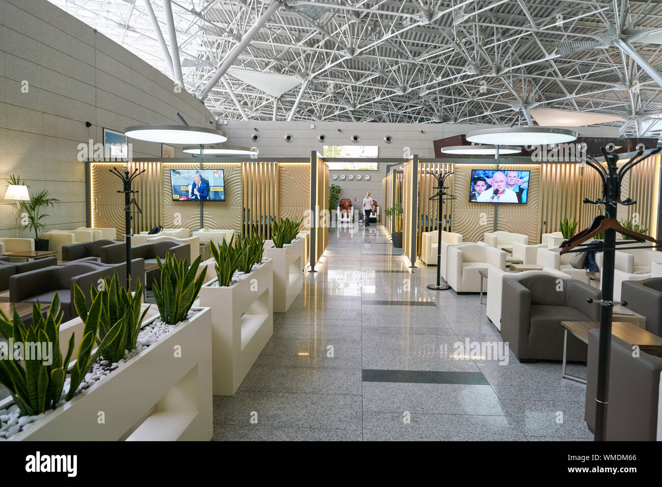 MOSCOW, RUSSIA - CIRCA MAY, 2018: interior shot of VIP Lounge at ...