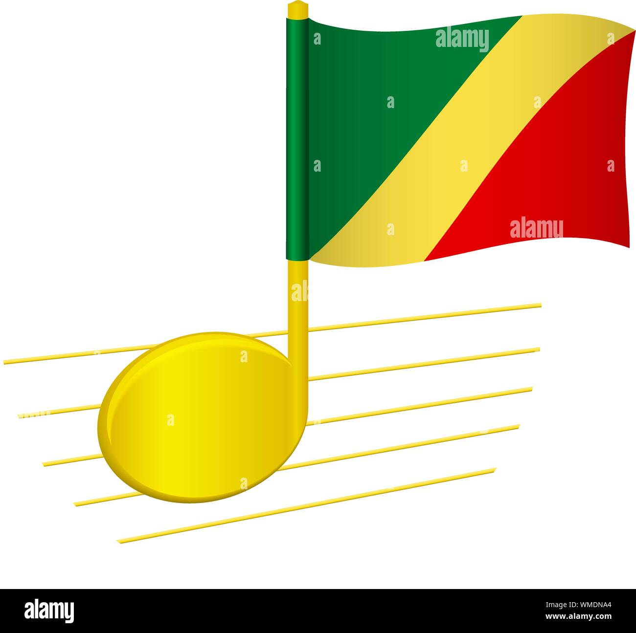 Congo flag and musical note. Music background. National flag of Congo ...