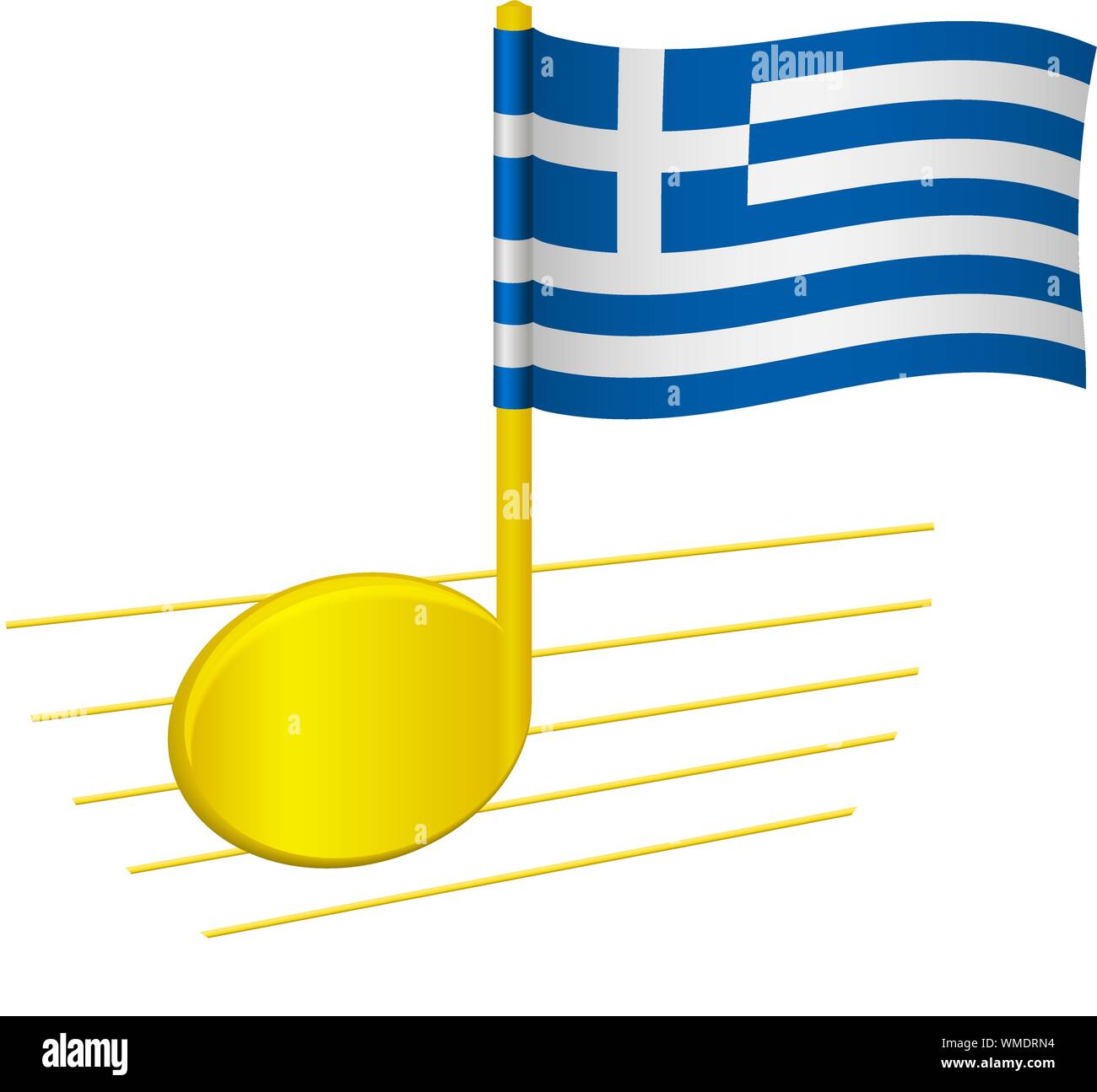 Greece flag and musical note. Music background. National flag of Greece ...