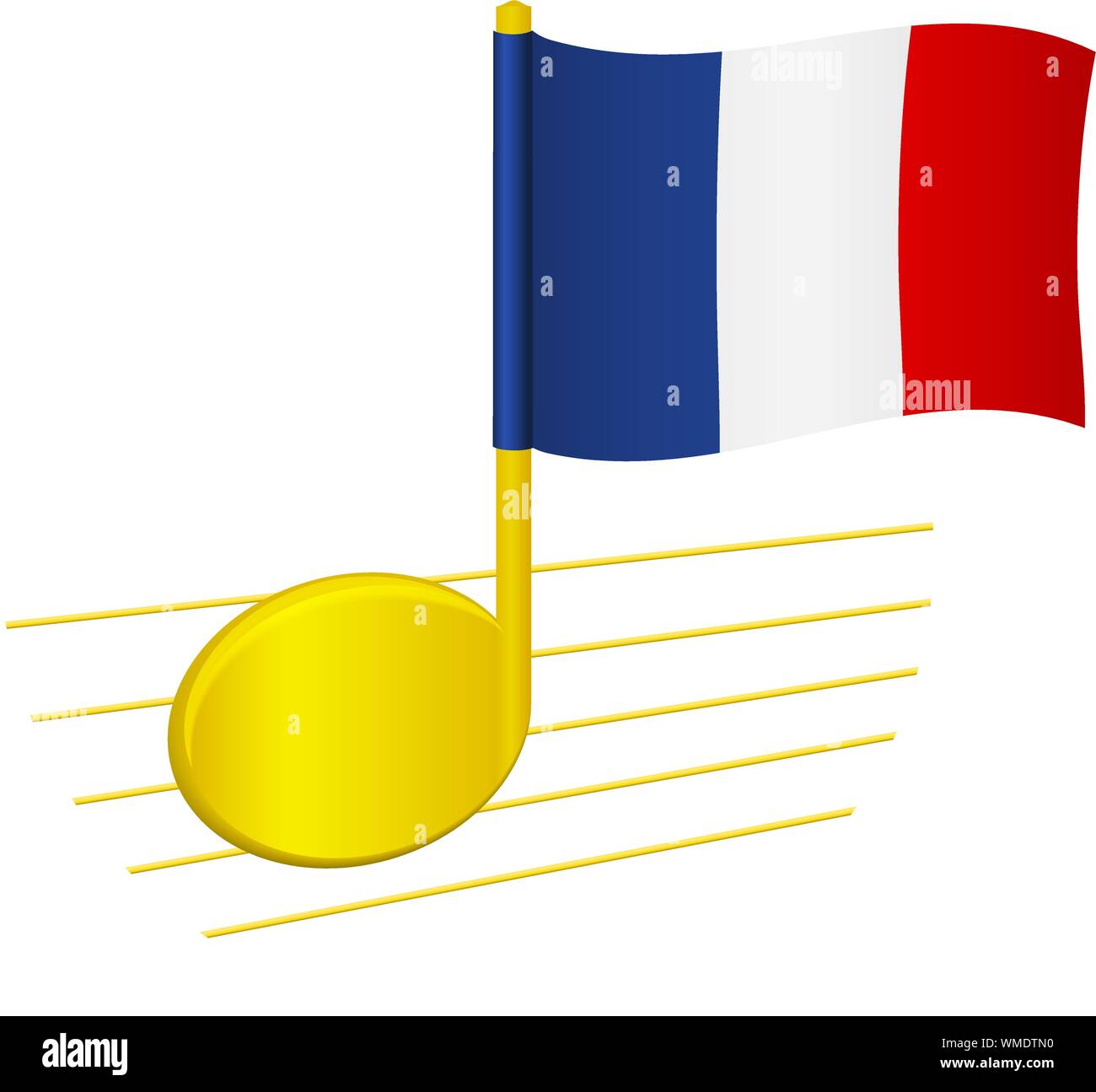 France flag and musical note. Music background. National flag of France ...