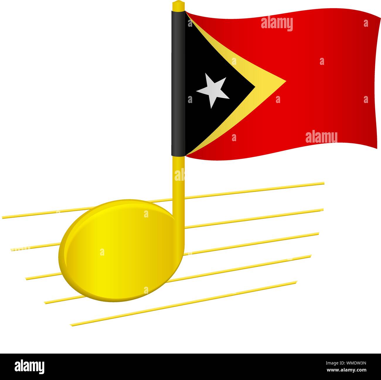 East Timor flag and musical note. Music background. National flag of ...