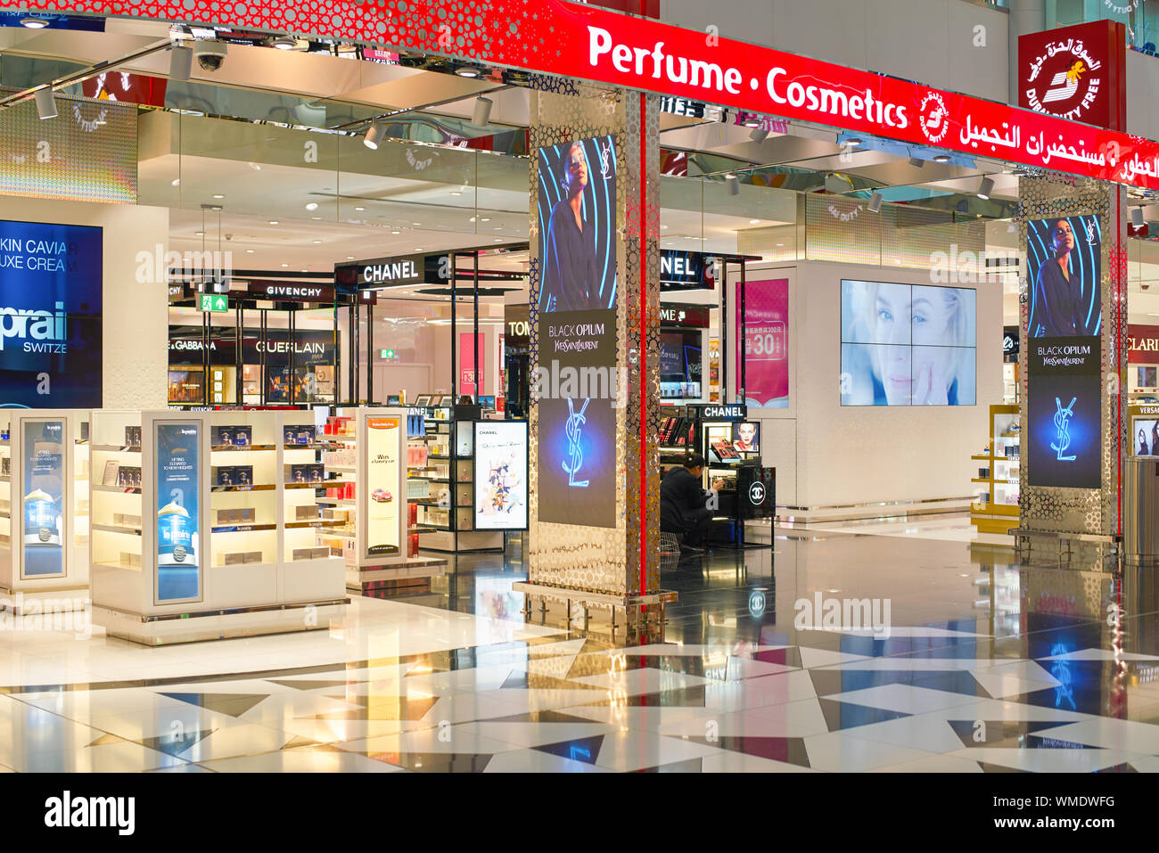 DUBAI, UAE - CIRCA FEBRUARY, 2019: perfumes and cosmetics products on ...