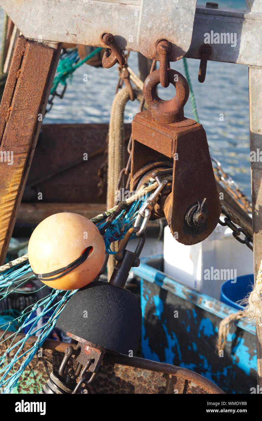 fishing equipment on a local fishing trawler Stock Photo - Alamy