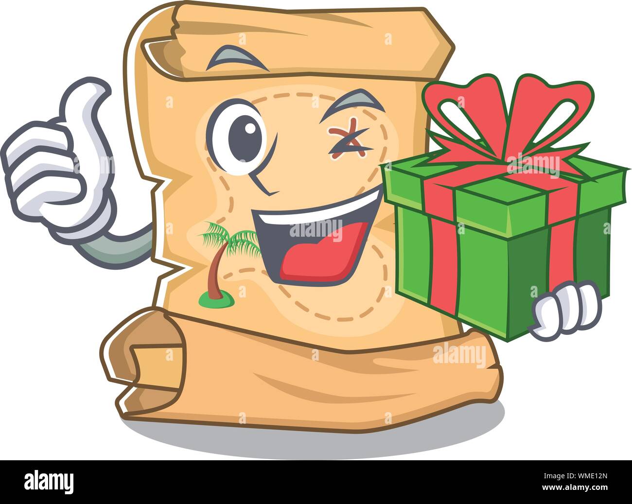 With gift treasure map cartoon in shape character Stock Vector Image ...