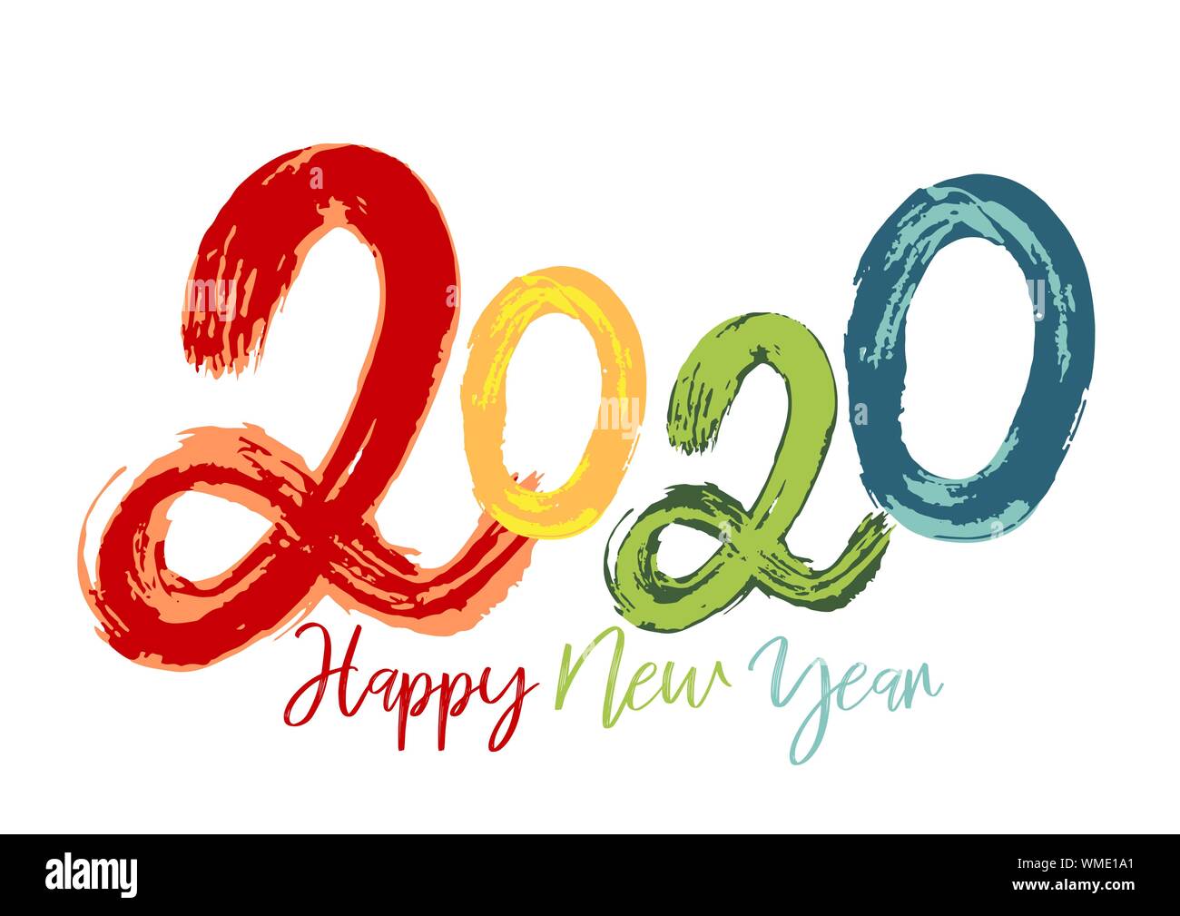 Happy New Year 2020. Holiday card, flyer, banner. Cover for calendar or ...