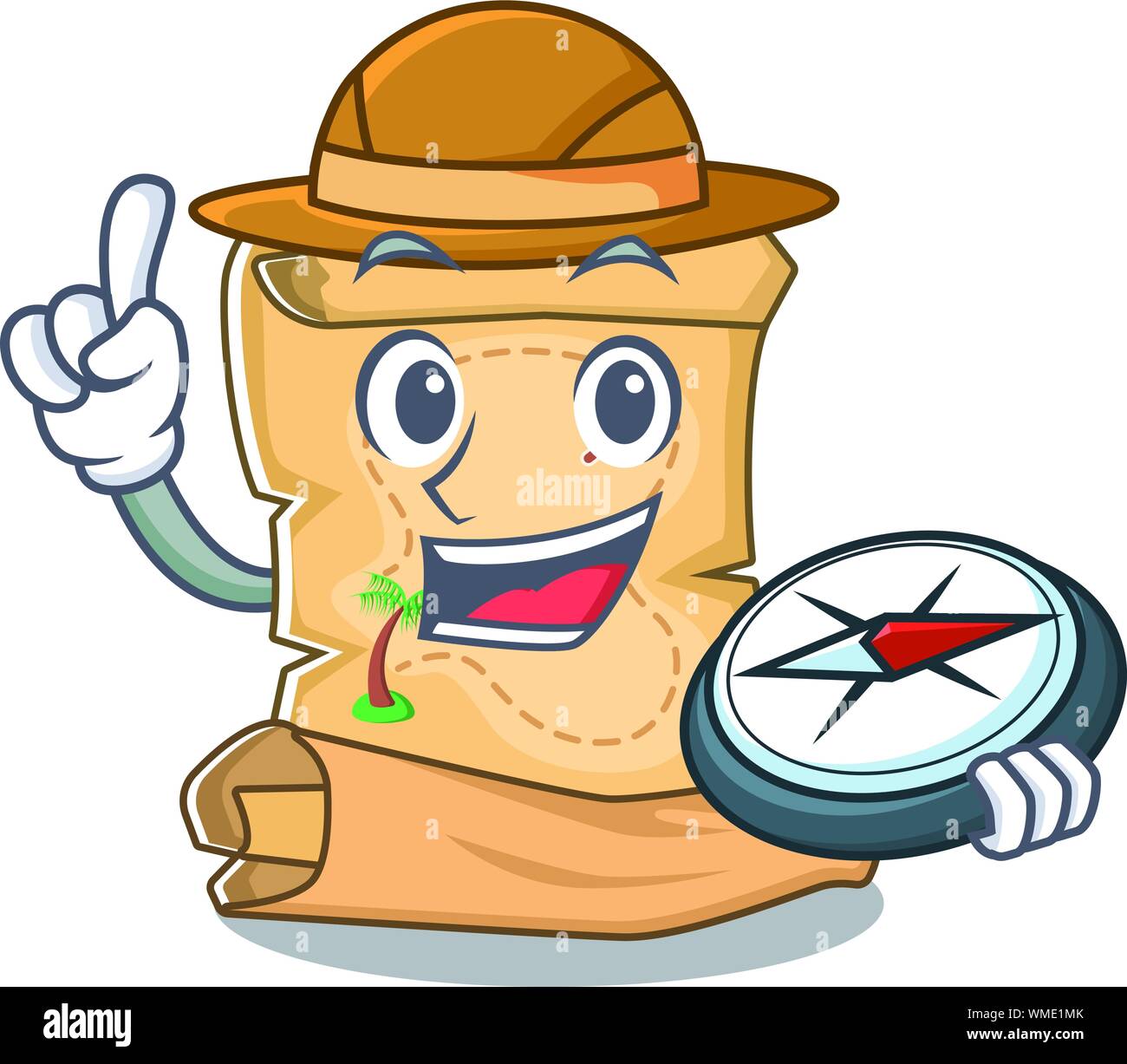 Explorer treasure map cartoon in shape character Stock Vector Image ...