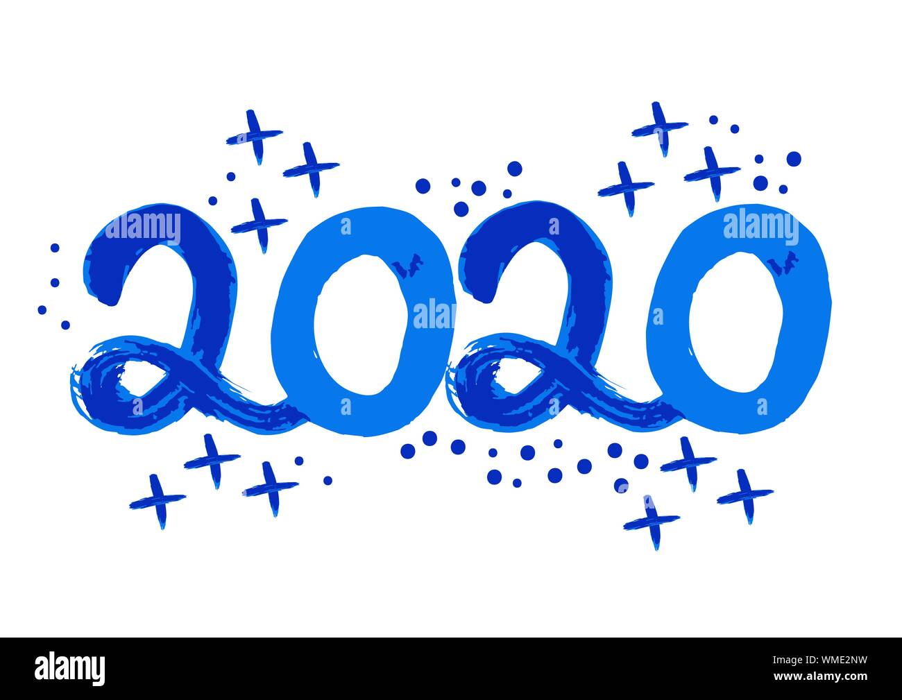 Happy New Year 2020. Holiday card, banner. Cover for calendar or ...