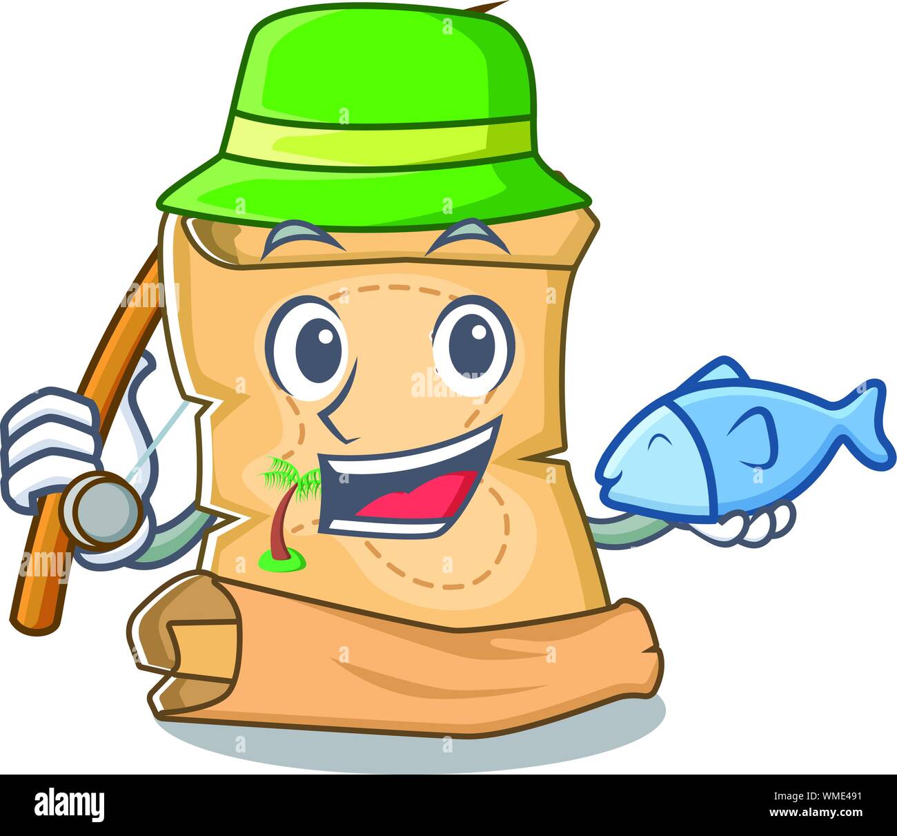 Fishing treasure map cartoon in shape character Stock Vector Image ...