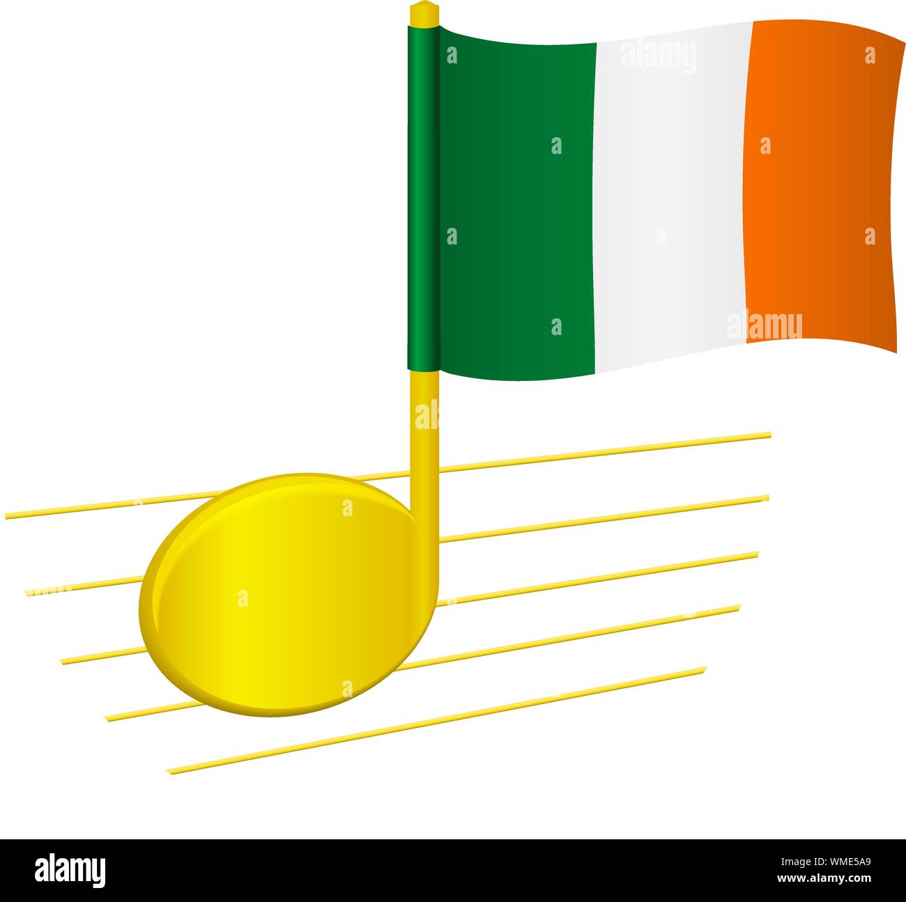 Ireland flag and musical note. Music background. National flag of ...