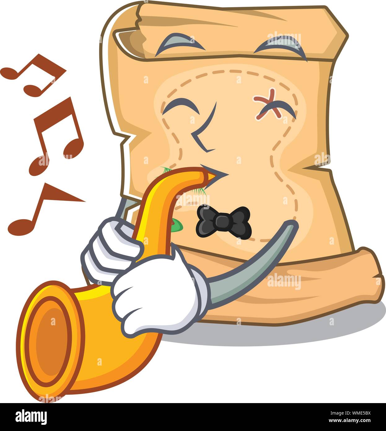 With trumpet treasure map cartoon in shape character Stock Vector Image ...