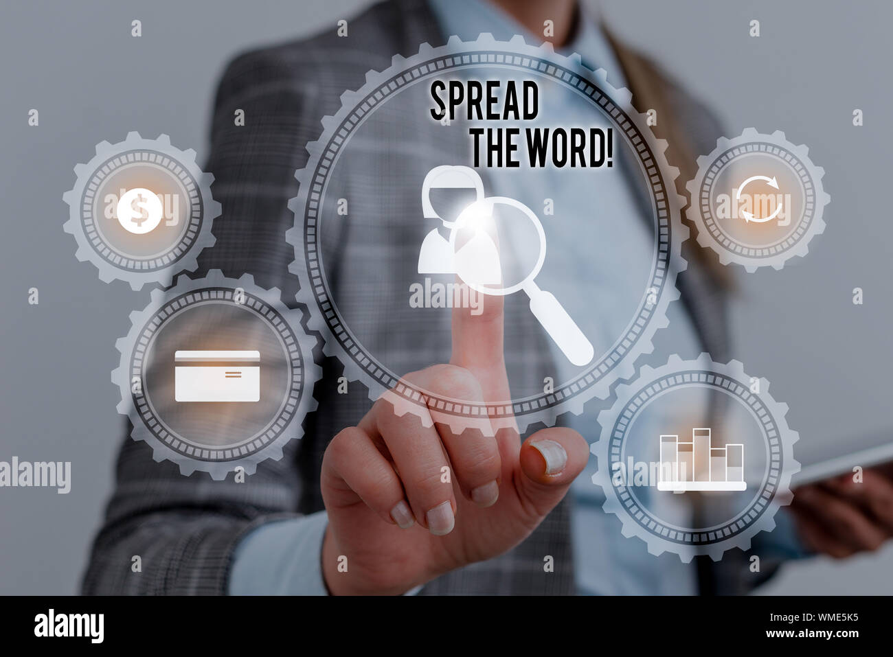 Writing note showing Spread The Word. Business concept for share the ...